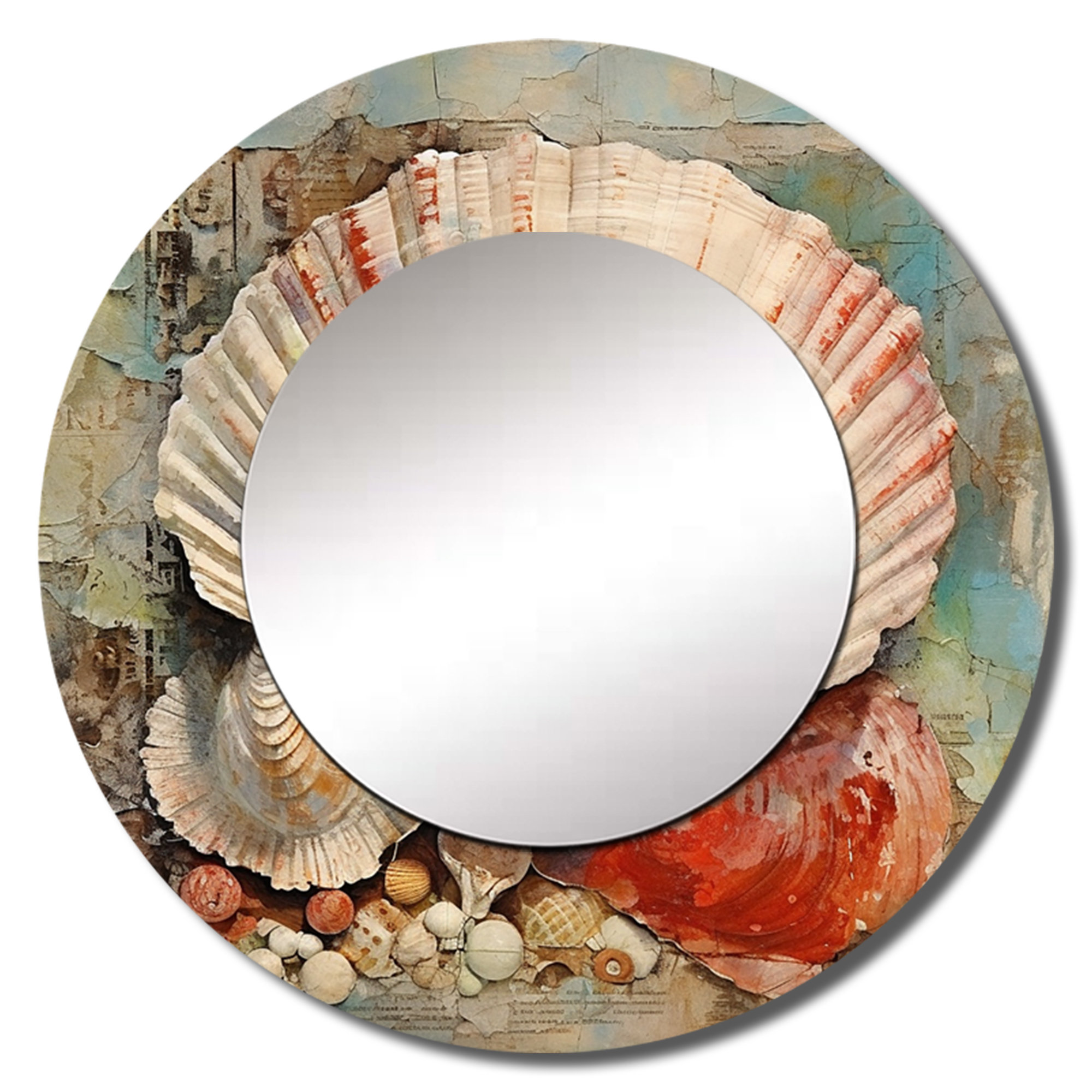 Design Art Abstract Seashell Treasures II - Animals Round Mirror Wall ...
