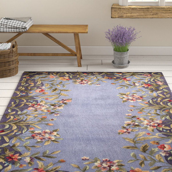 August Grove® Veronique Floral Handmade Tufted Wool Lavender/Green Area ...