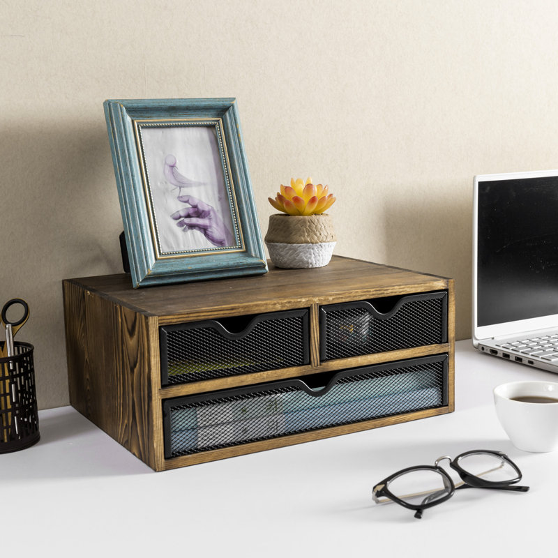 17 Stories Mesh/Wood Desk Organizer with Drawers "& Reviews" | Wayfair
