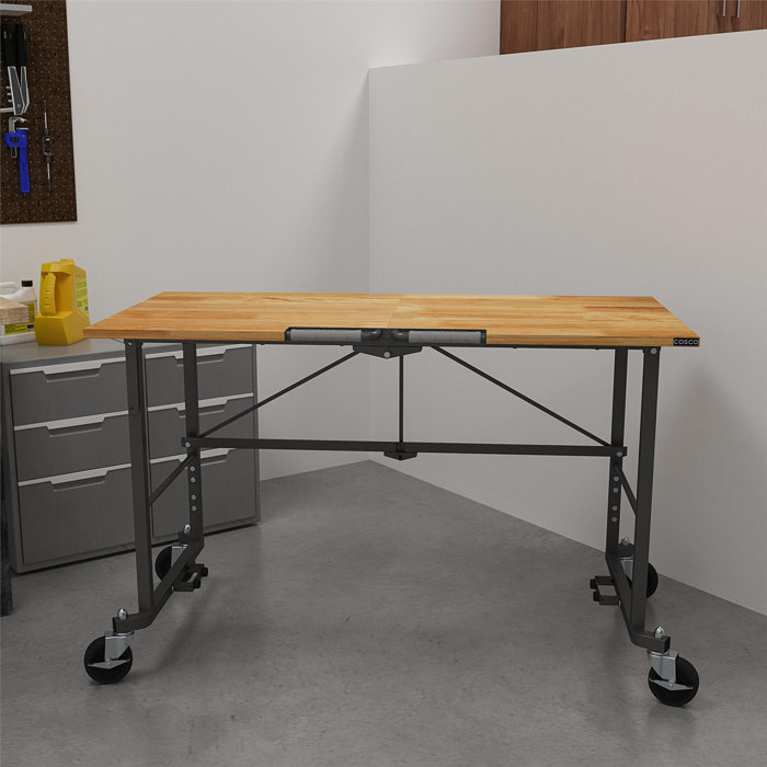 COSCO Smartfold Portable Folding Workbench, Hardwood Top | Wayfair