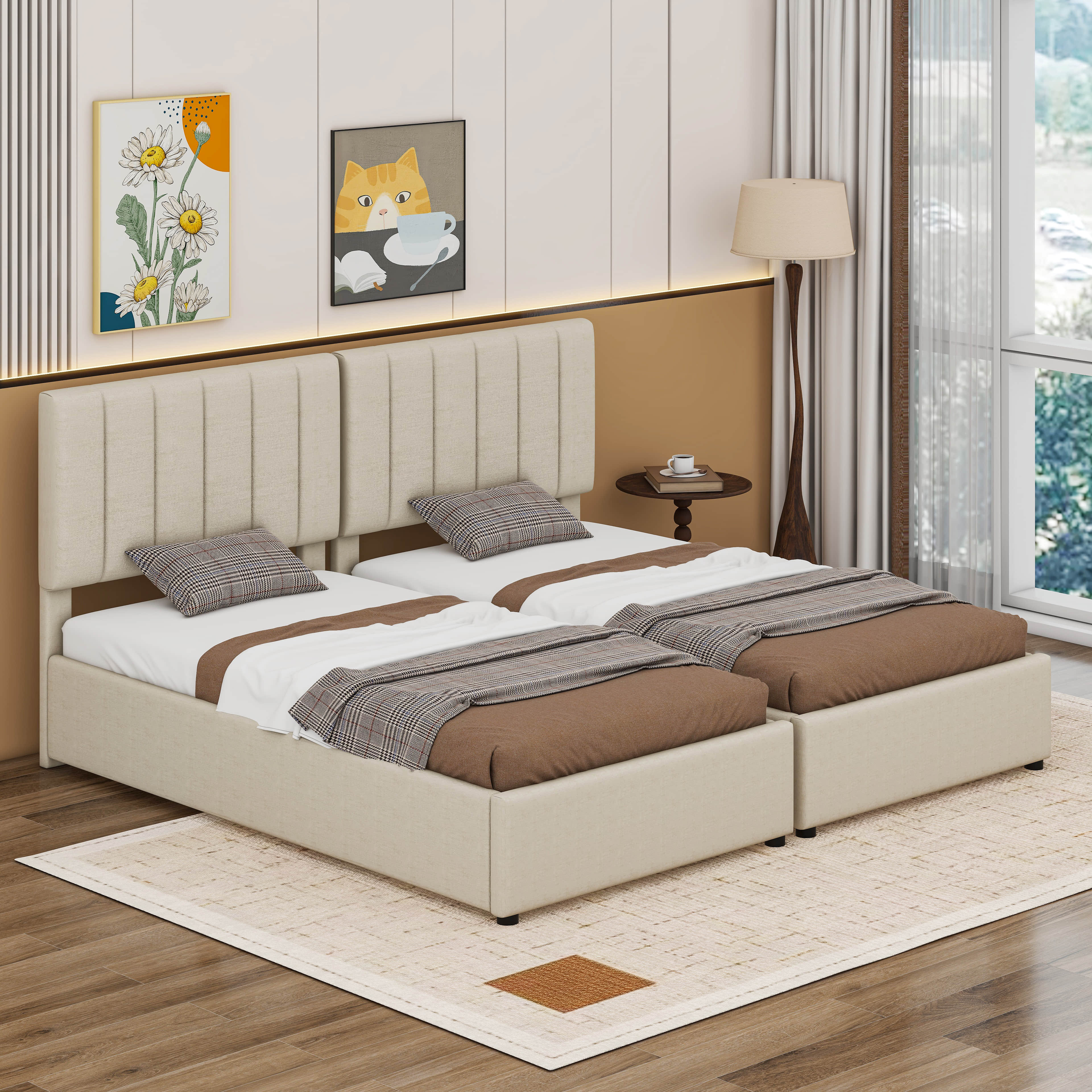 Hokku Designs King Size Upholstered Platform Bed With A Hydraulic ...