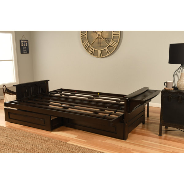 Winston Porter Johnte Full-size Futon Frame Includes Storage Drawers ...