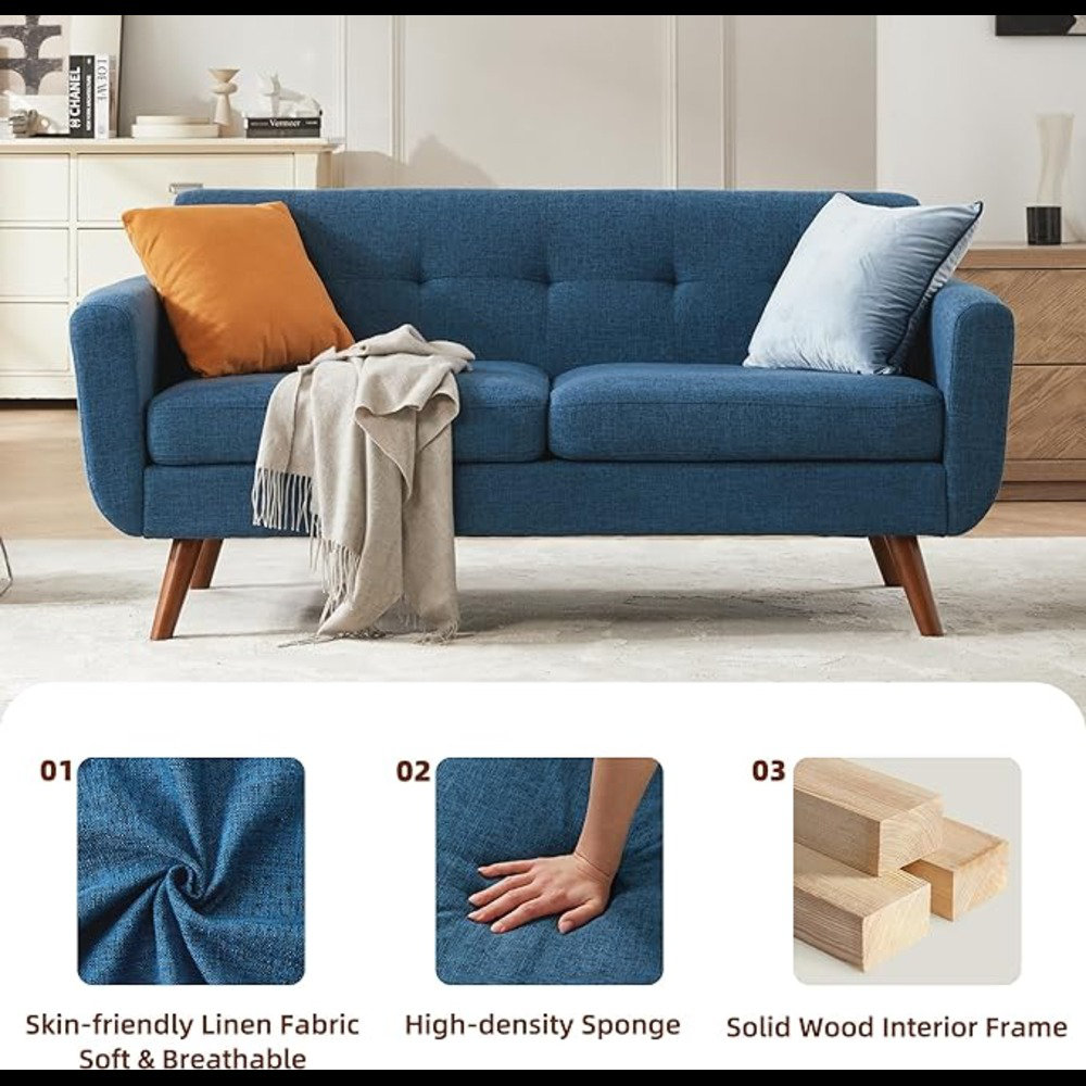 George Oliver Tbfit 65" W Loveseat Sofa, Mid Century Modern Decor Love ...