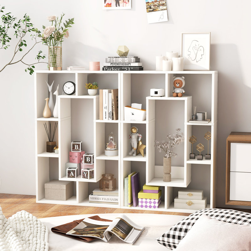 Ebern Designs Amyleth 35.5" H x 24" W Geometric Bookcase | Wayfair