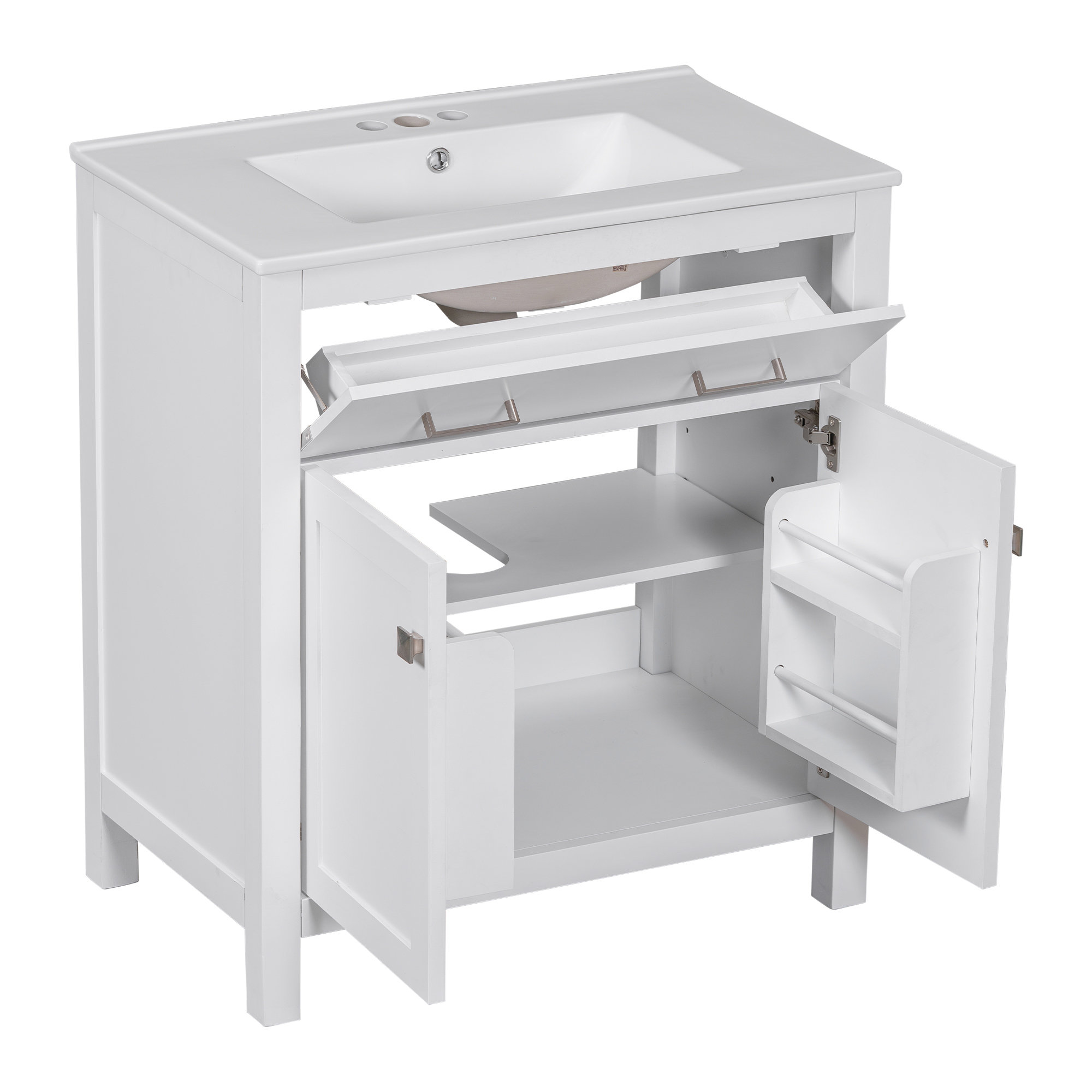 Latitude Run® 60" Modern Bathroom Vanity Set with Double Vanities ...