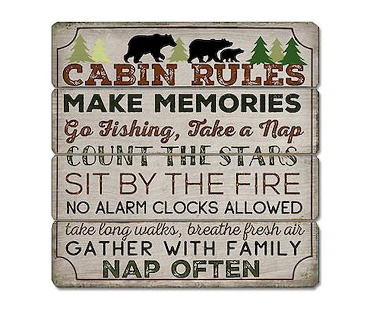 Millwood Pines Cabin Rules Wooden Sign Wall Décor & Reviews | Wayfair