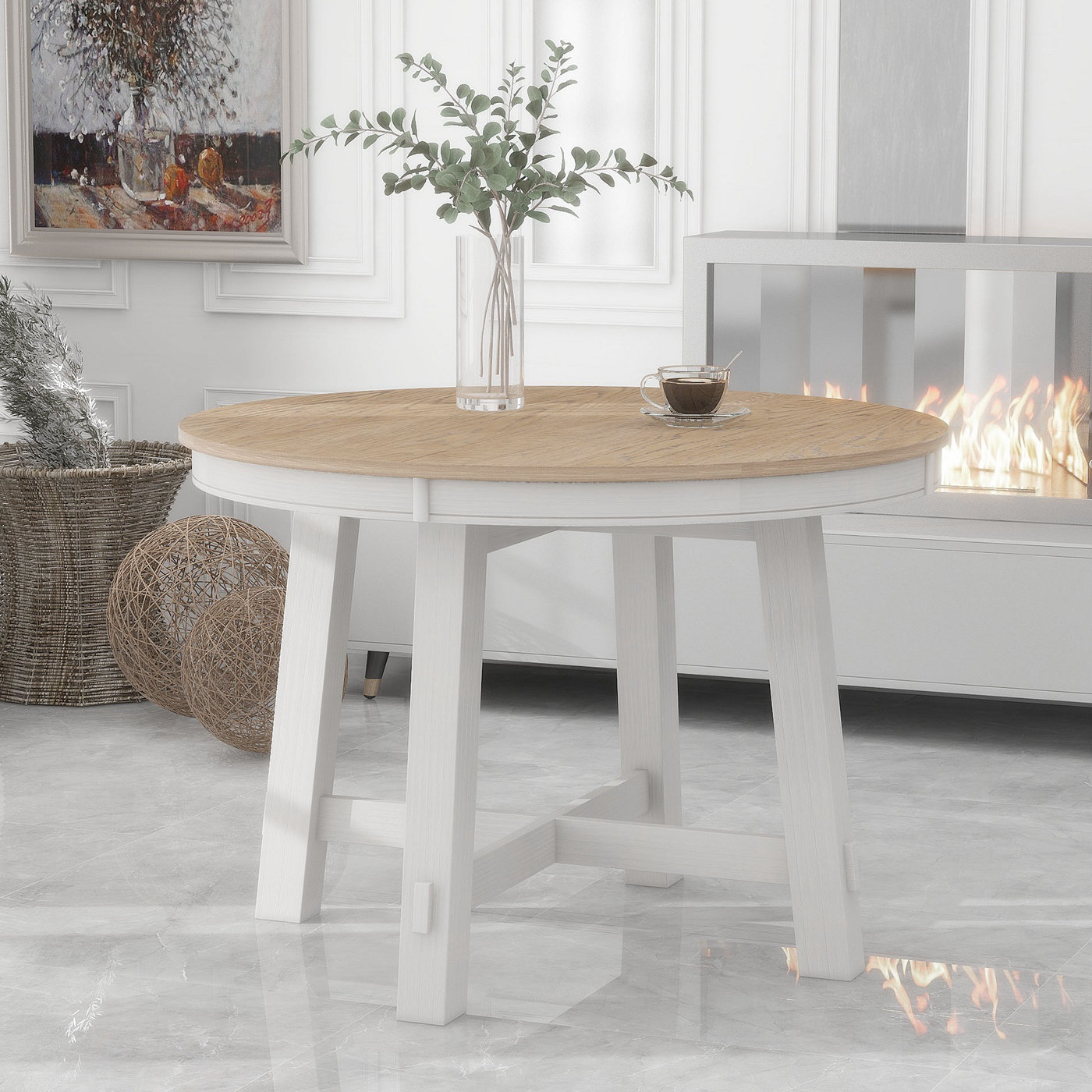 GZMWON Modern Dining Table, Round Dining Table, Dining Table ...