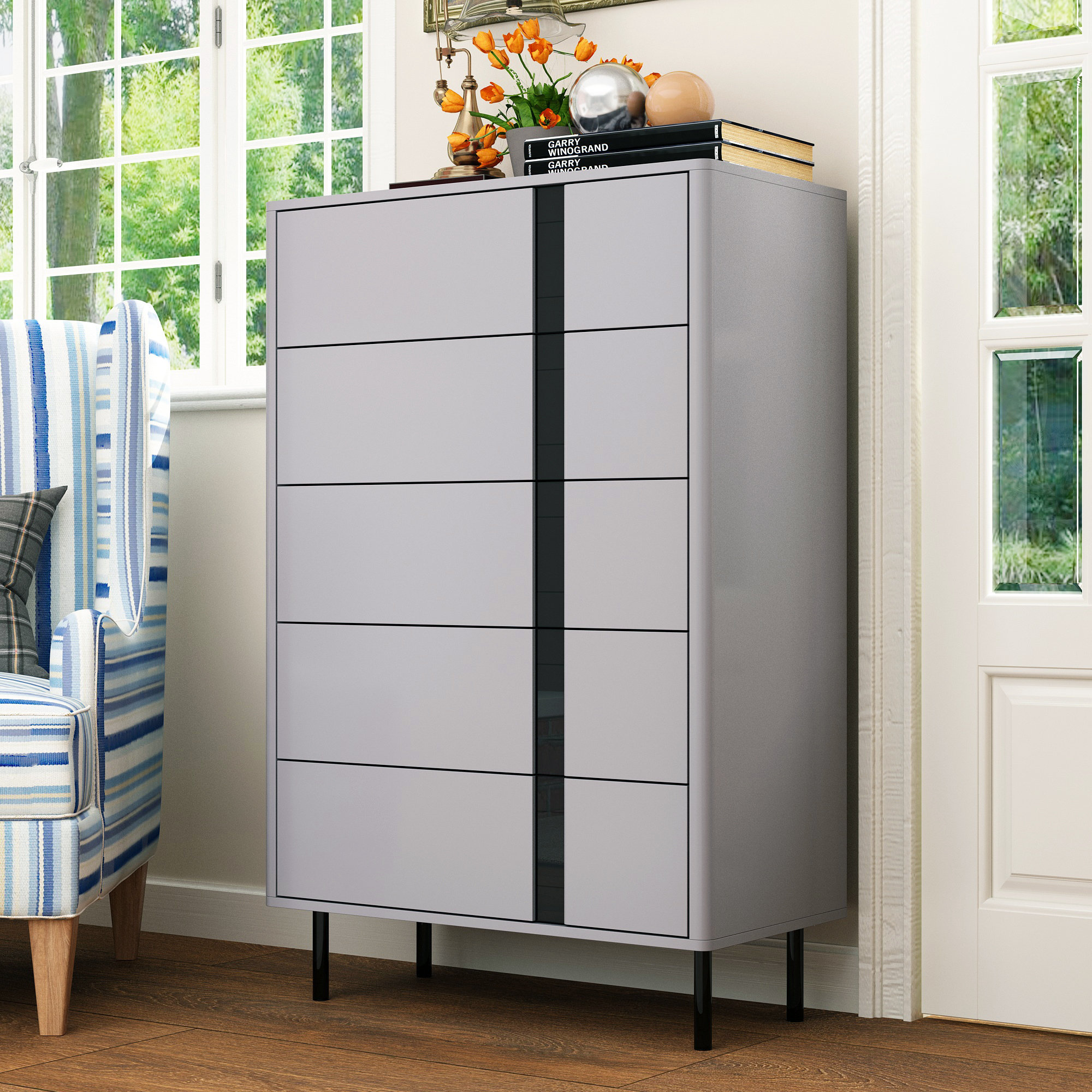 Ebern Designs 5-Drawer Chest With Modern Design And Rebound Device ...