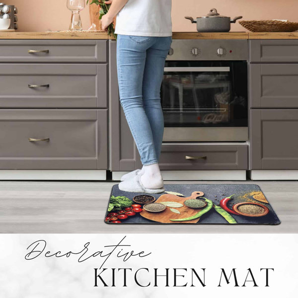 Evideco Decorative Kitchen Floor Mat with Fresh Herbs and Spices Design ...