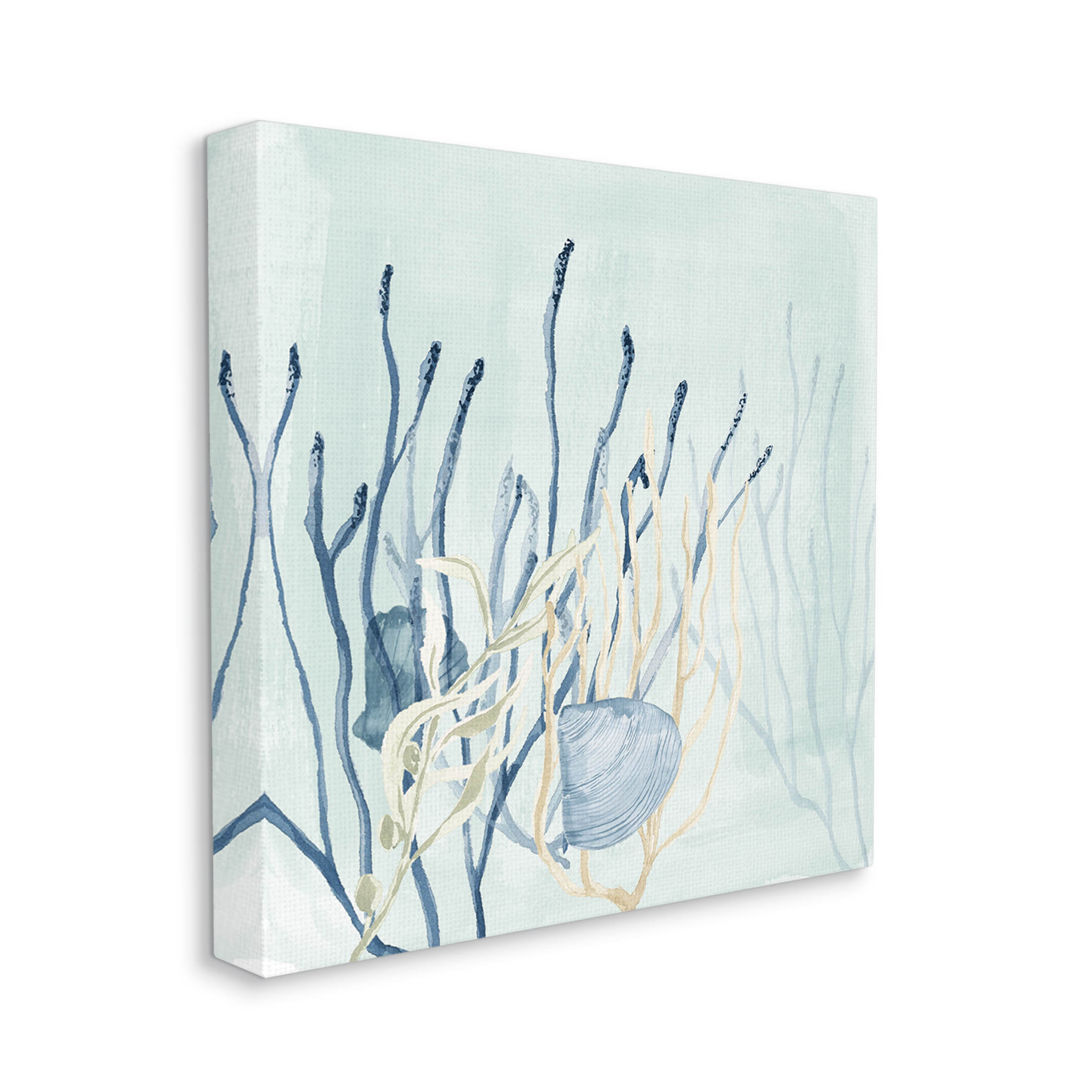 Stupell Industries Layered Seashells Coral Underwater Canvas Wall Art ...