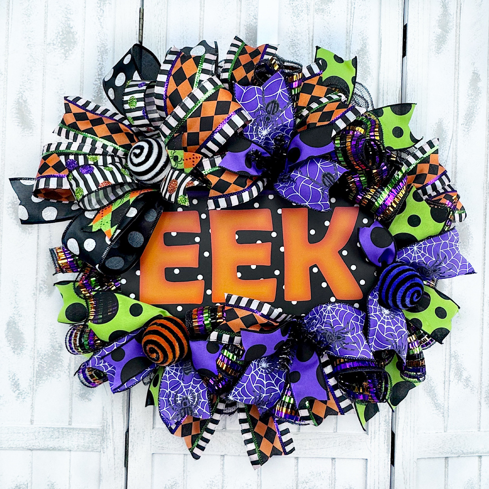 The Holiday Aisle® Whimsical Halloween Eek Wreath | Wayfair