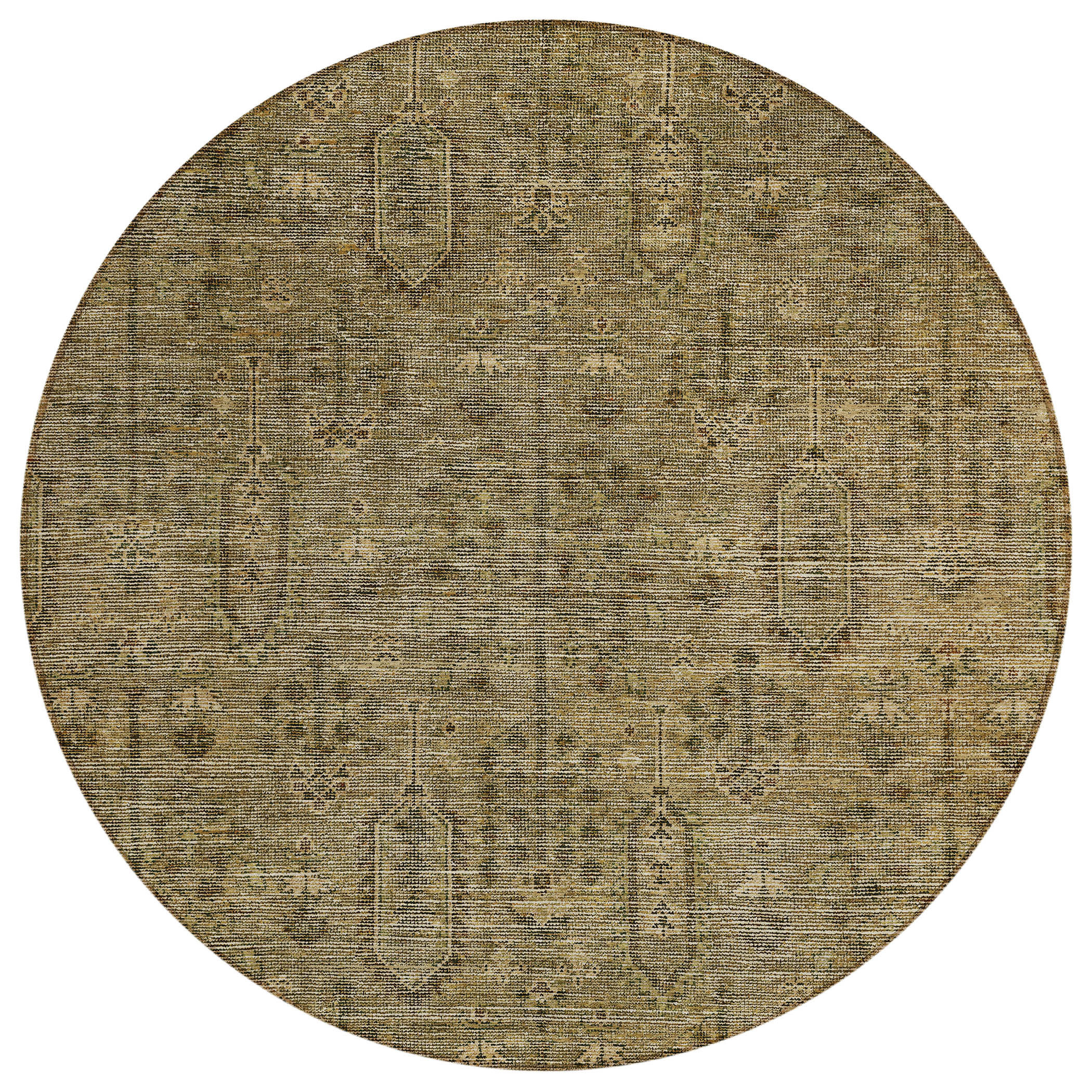 HomeRoots 8' Beige Round Southwestern Washable Indoor Outdoor Area Rug ...