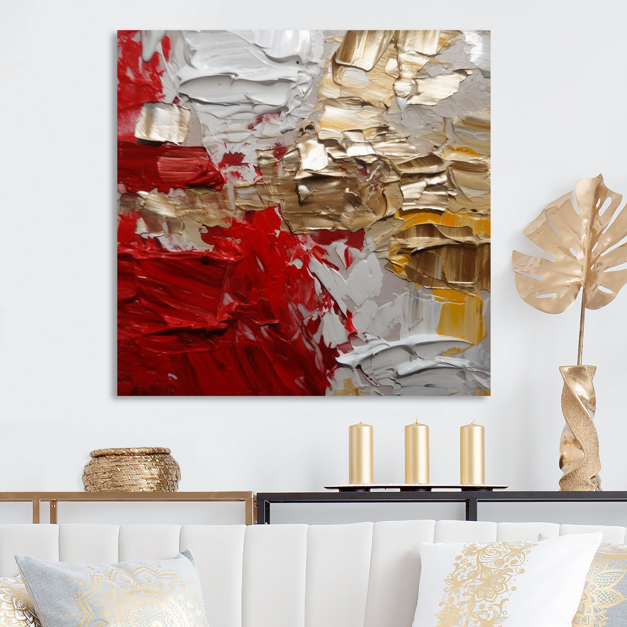 Wrought Studio™ Cardinal Sin Retro Delight Abstract Red & Gold ...