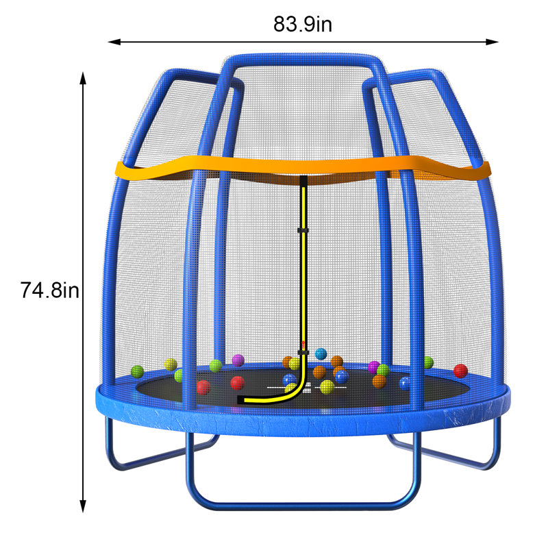 AOTOB 7FT Round Backyard Trampoline Safety Enclosure Kid / Toddler ...