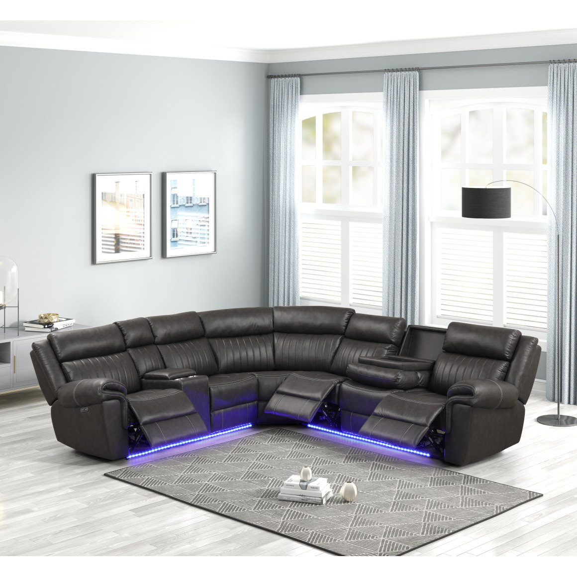 Hokku Designs Modern Style Recliner Sectional Sofa Made With Wood In ...