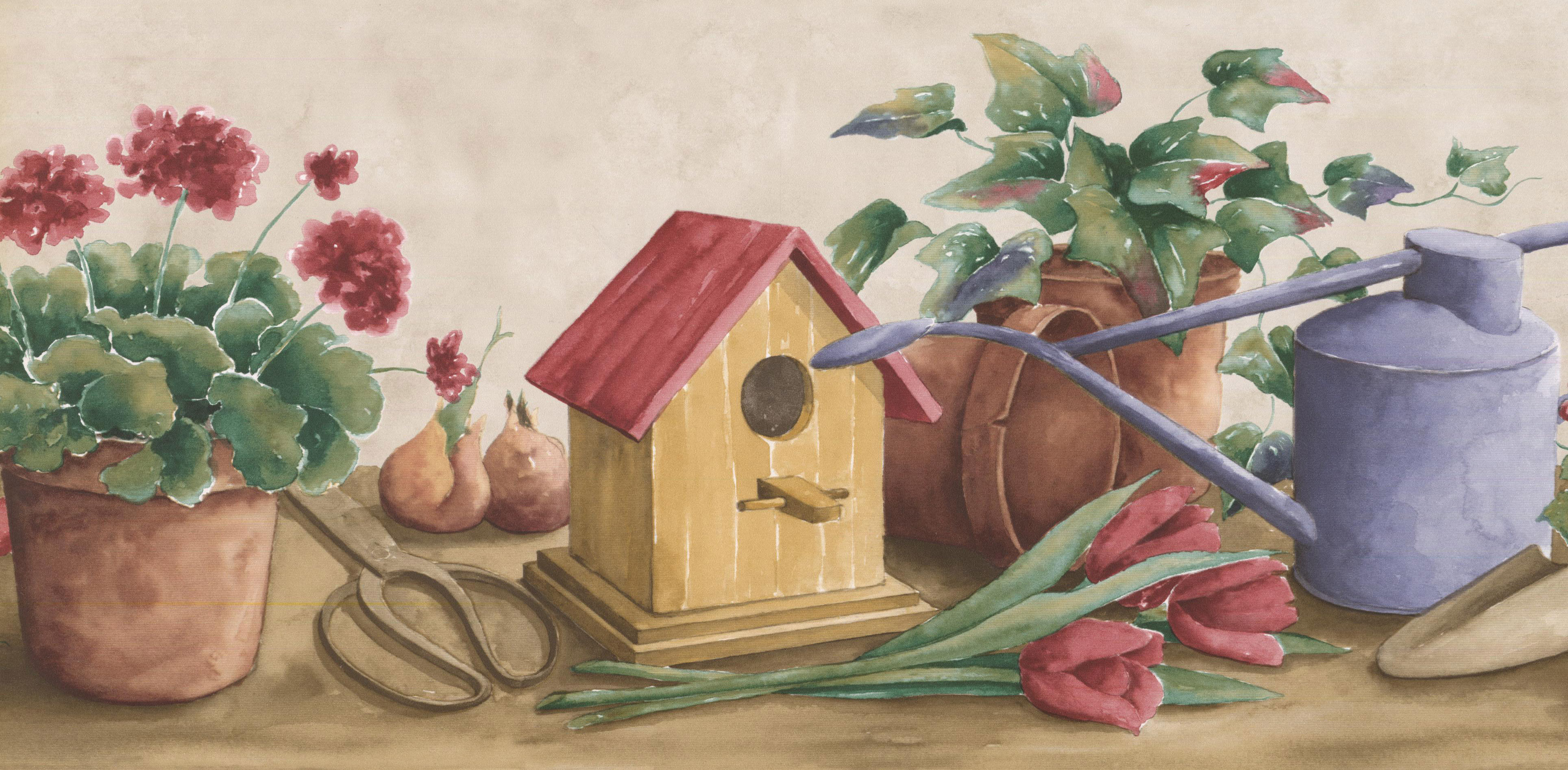 August Grove® Lower Claverham Garden 15' L x 9.5" W Wallpaper Border ...