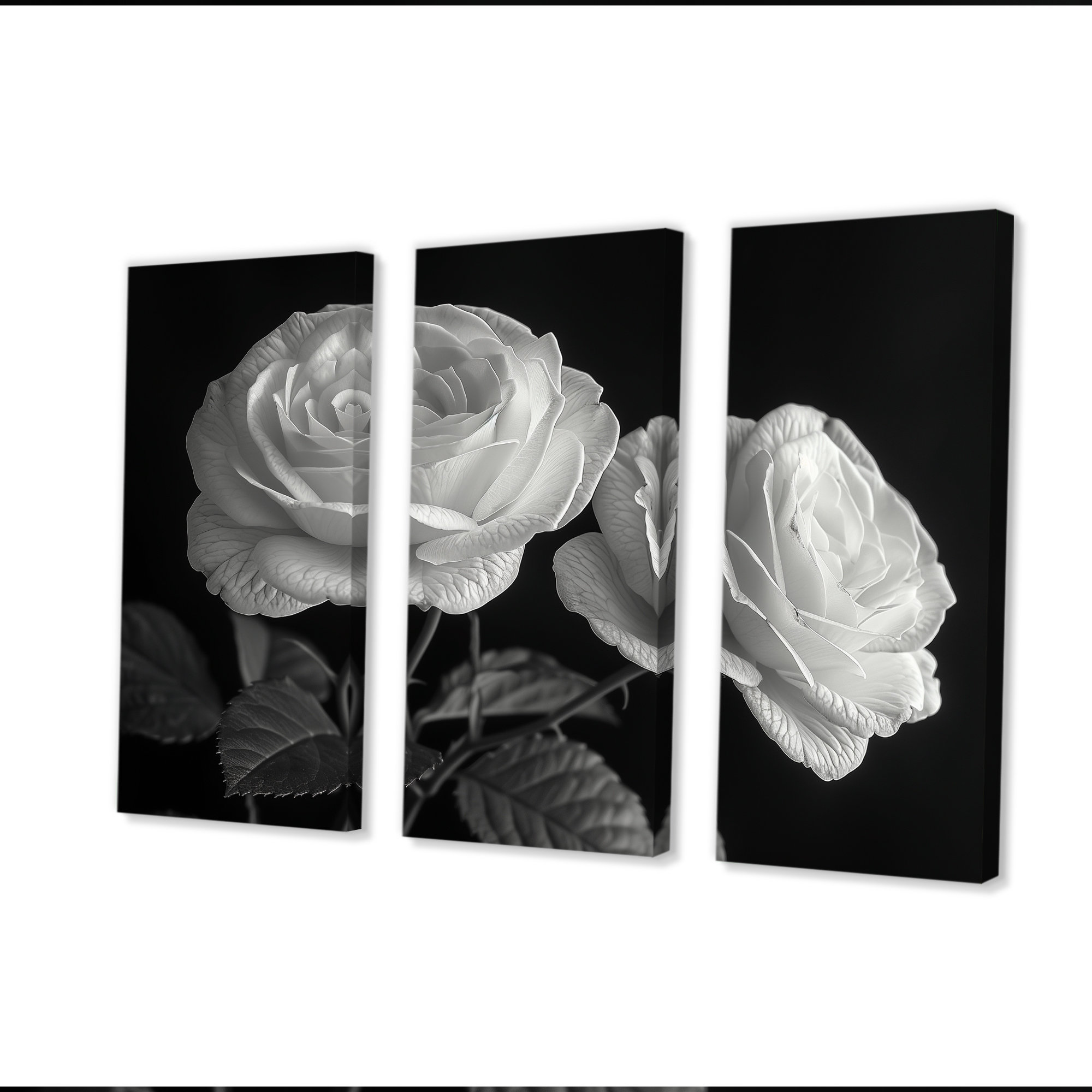 Latitude Run® Monochrome Black And White Roses Bloom I - Roses Wall ...