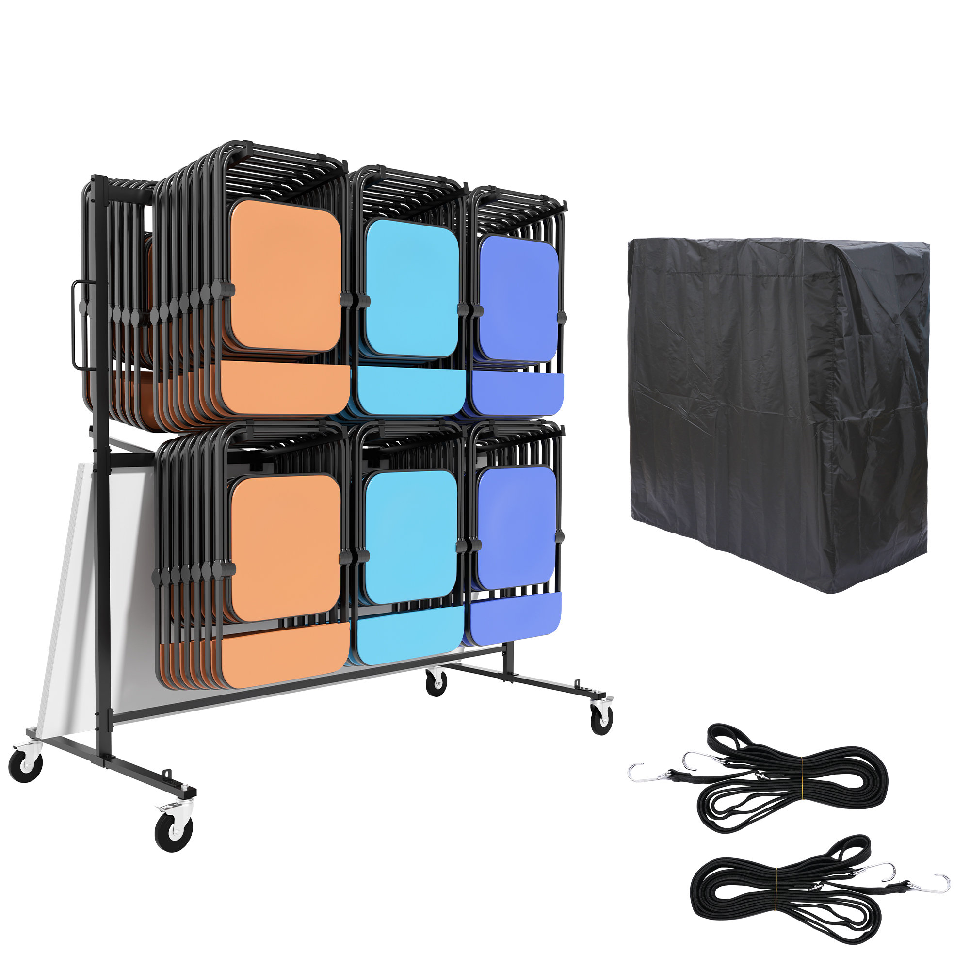 LUBMIA Folding Chair Rack, Chair Dolly Cart, Folding Table Dolly ...
