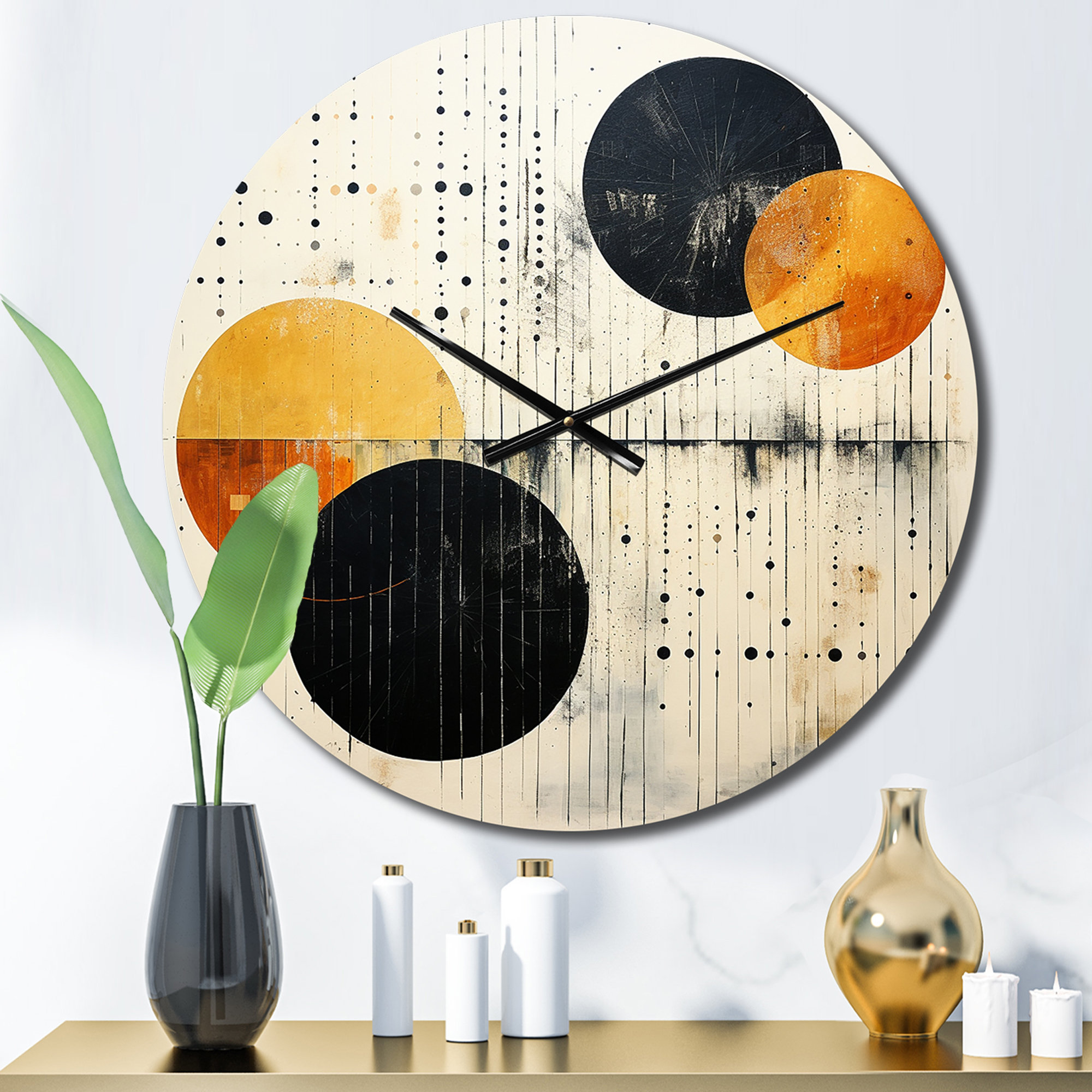 East Urban Home Grey Orange Mid Century Minimalist Oasis I - Abstract ...