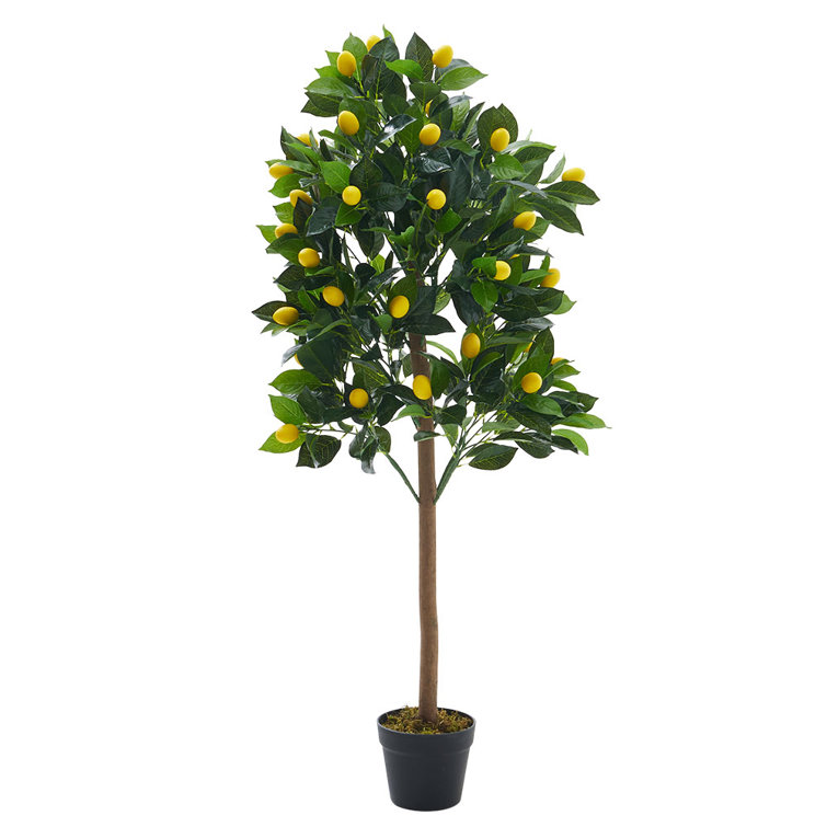 Fleur De Lis Living Artificial Lemon Tree – Lifelike Faux Citrus with ...