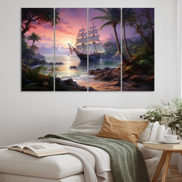 Breakwater Bay Pirate Boat Lost Island On Canvas 4 Pieces Print ...
