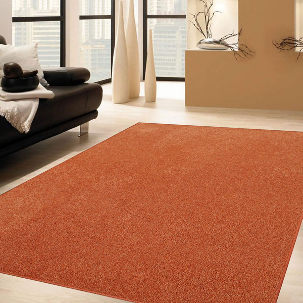 Wade Logan® Amair Solid Color Area Rugs Orange | Wayfair