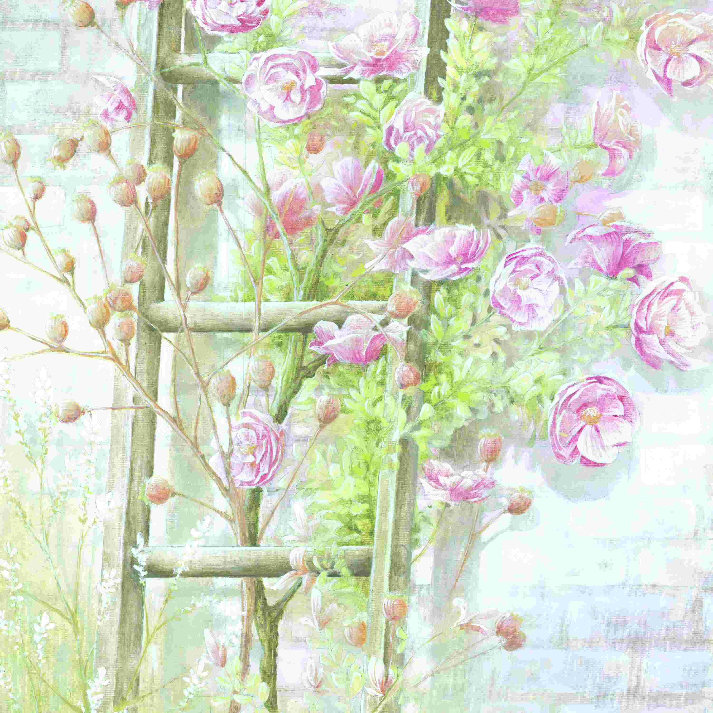 Winston Porter Painted Ladder With Flowers | Wayfair