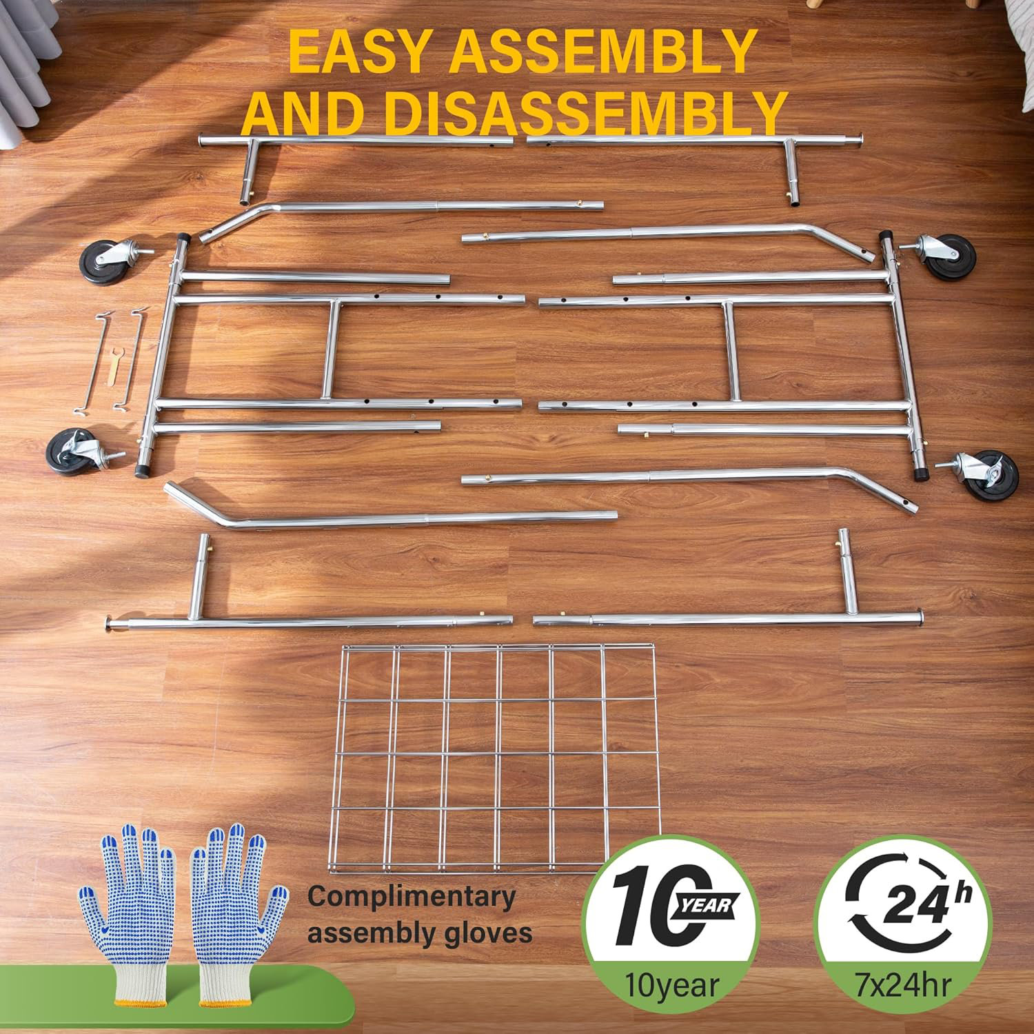 Rebrilliant Clothing Garment Rack, Capacity 600 Lbs Double Rod, Heavy ...