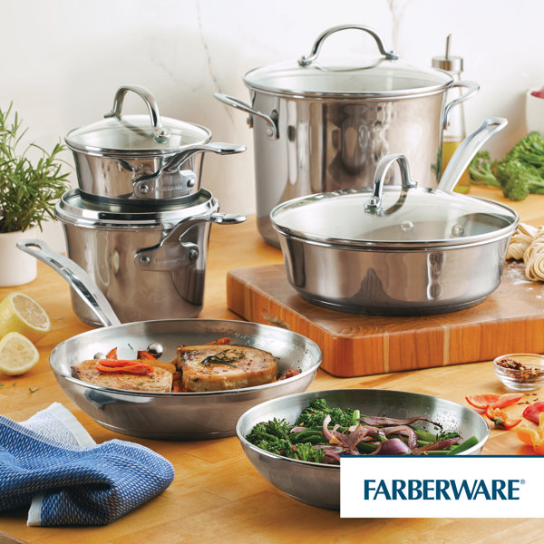Farberware Millennium Stainless Steel Cookware Pots and Pans Set, 10 ...
