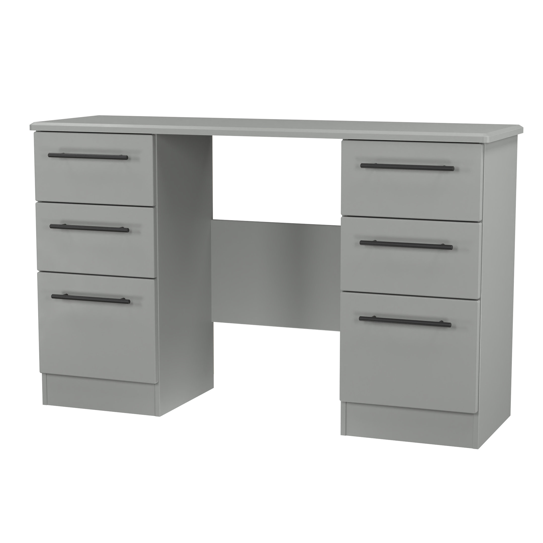 Brayden Studio Catlee 6 Drawer Kneehole Desk in Dusk Grey (Ready ...