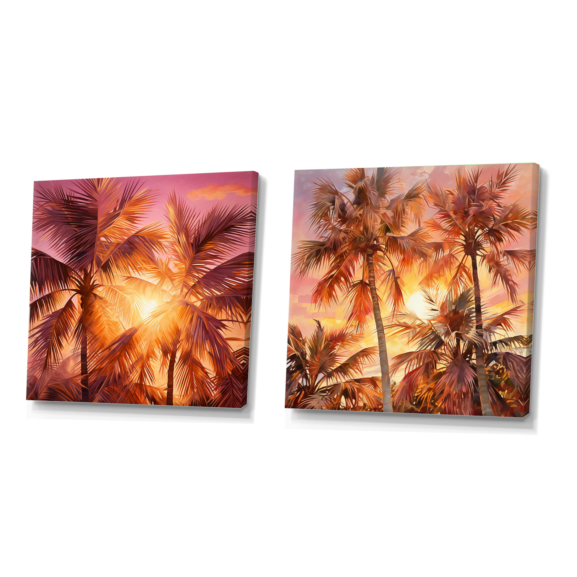 Bay Isle Home™ Rose Radiance Sunset Palm Trees - Palms & Palm Trees ...