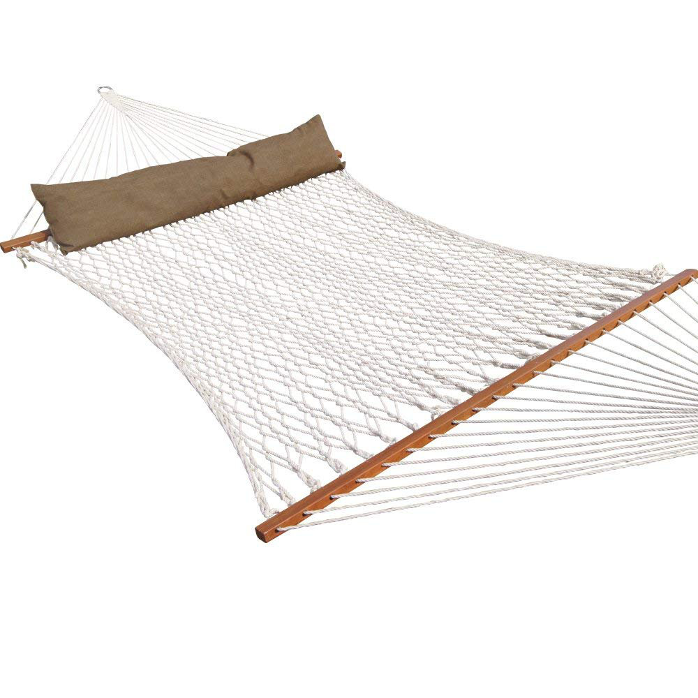 Arlmont & Co. Cotton Rope Hammock, Double Hammock With Pillow, Patio ...