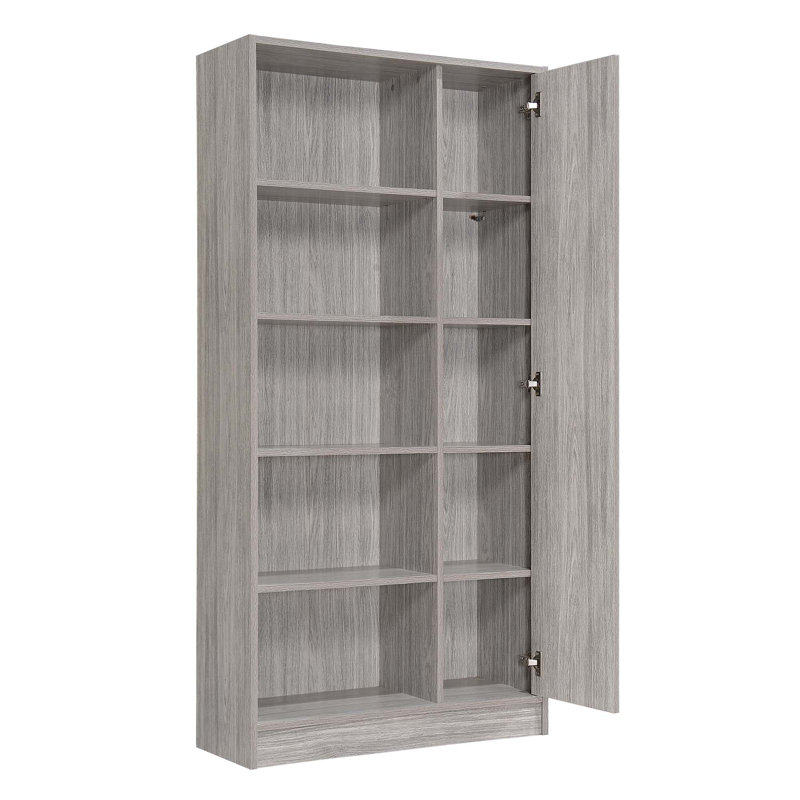 Gracie Oaks Wooden Frame Bookcase With 5 Open Shelves & 1 Doors | Wayfair