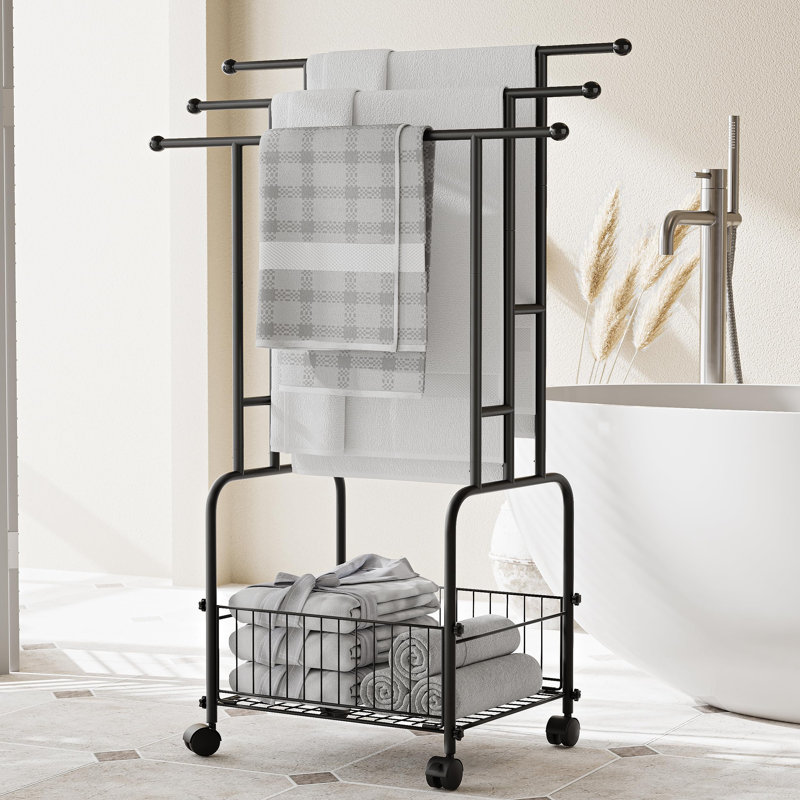 FESITY 42" H Free Standing Towel Racks for Bathroom, 3 Tier Floor Towel ...