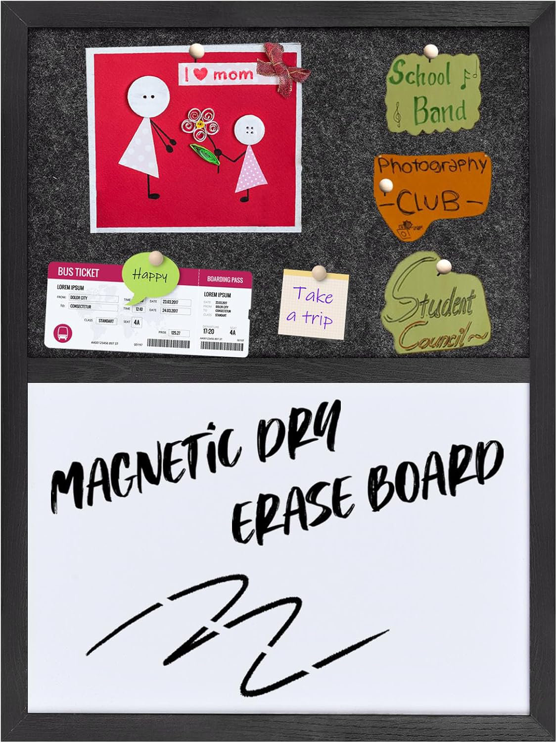 Latitude Run® Whiteboard Bulletin Board Dark Gary Felt Board Combo For ...