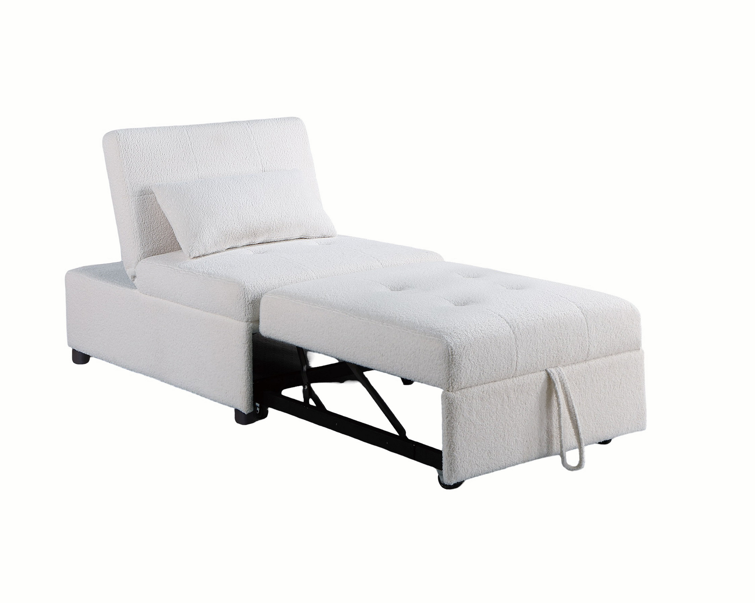 Mercer41 Contemporary White Color Sleeper Sofa Chair Pillow Plush ...