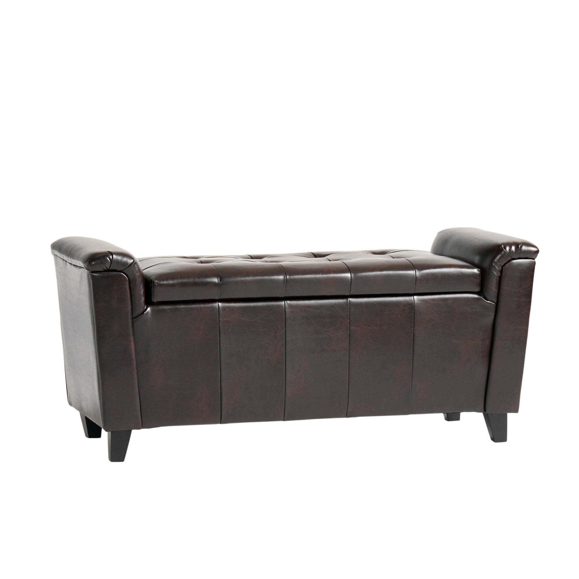Winston Porter Alden Storage Bench With Arms - Charcoal Grey Craftsman ...