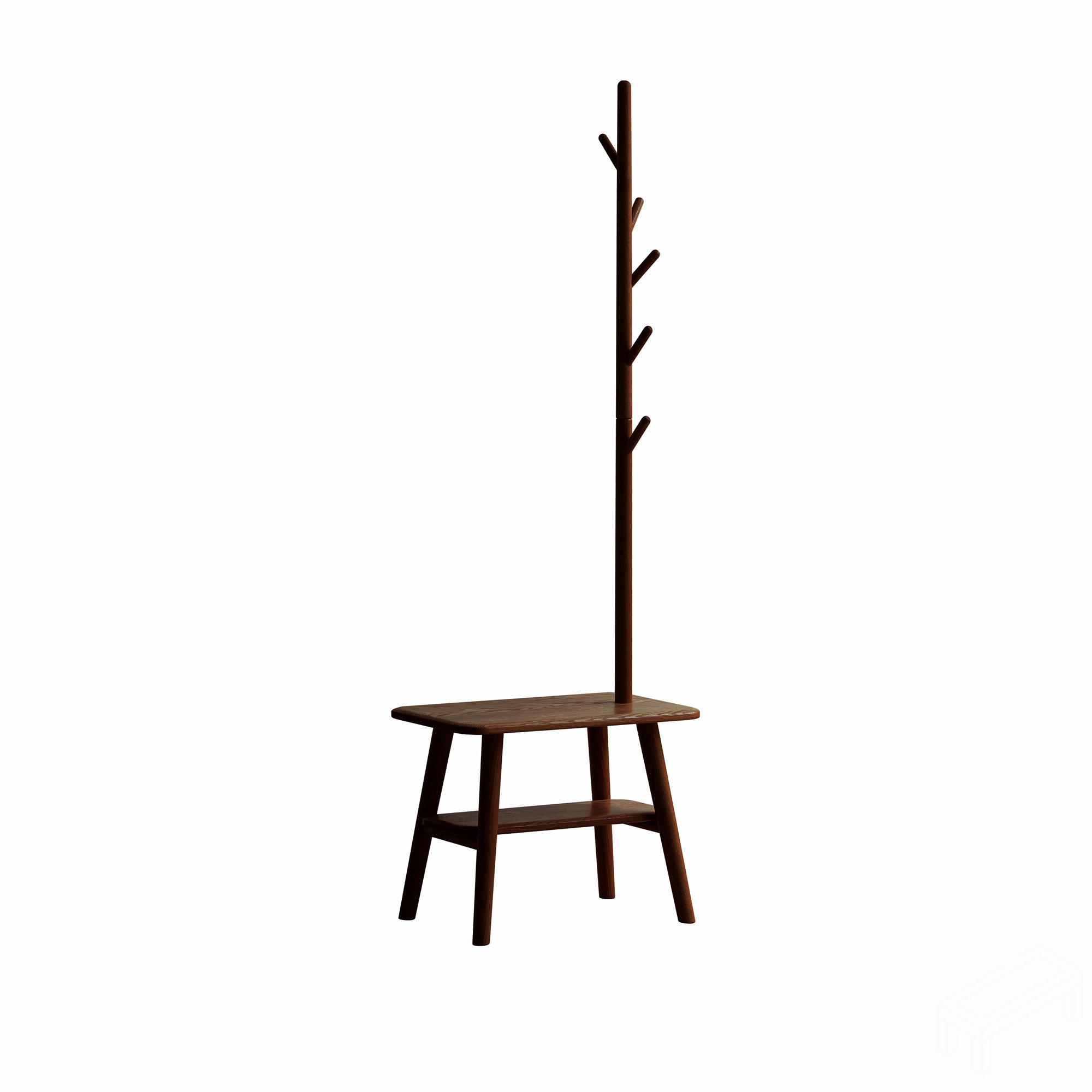 Red Barrel Studio Solid Wood Shoe Stool With Cloth Hanger, Mid-Century ...