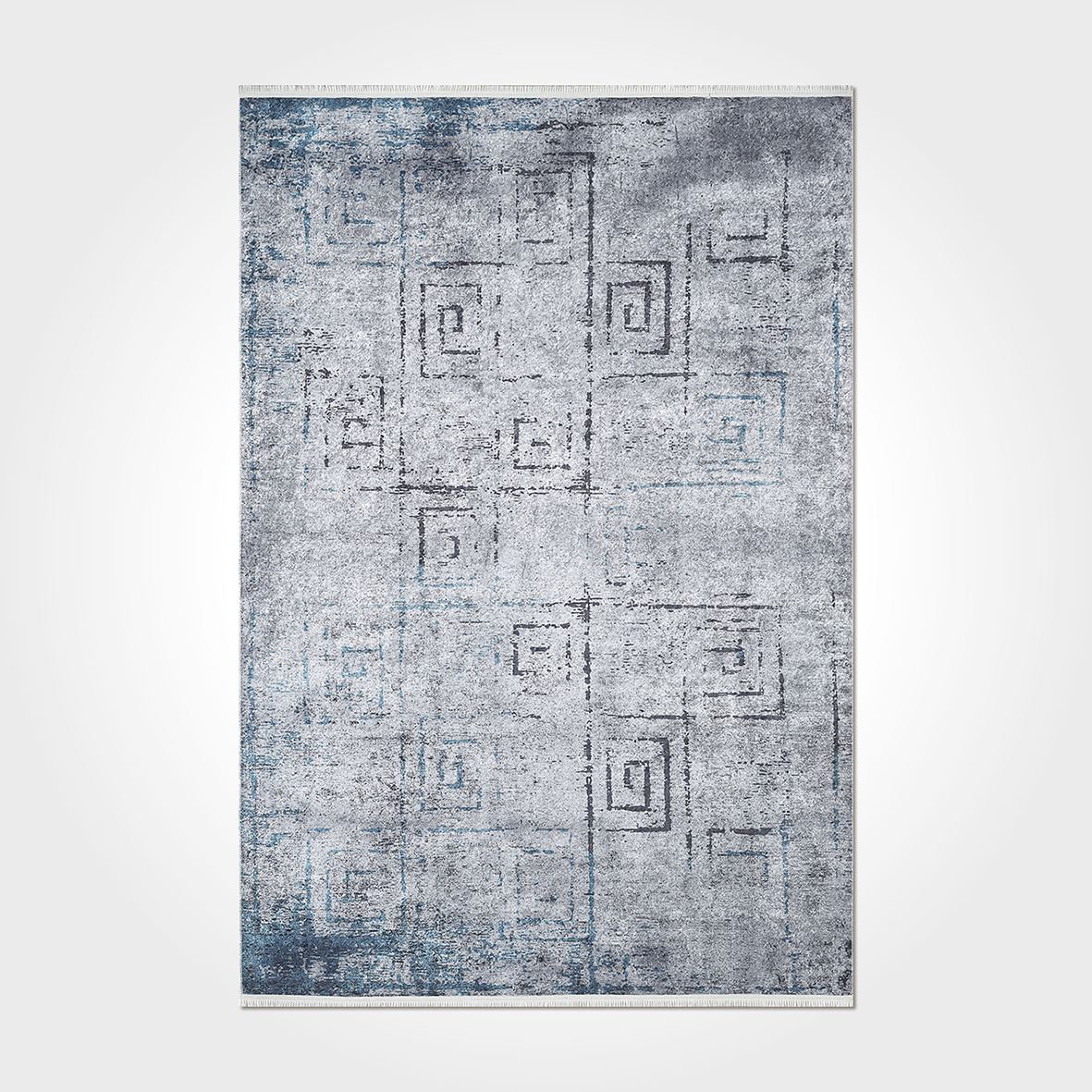 17 Stories Fernly Blue Geometric Cotton Digital Print Area Rug - Wayfair Canada
