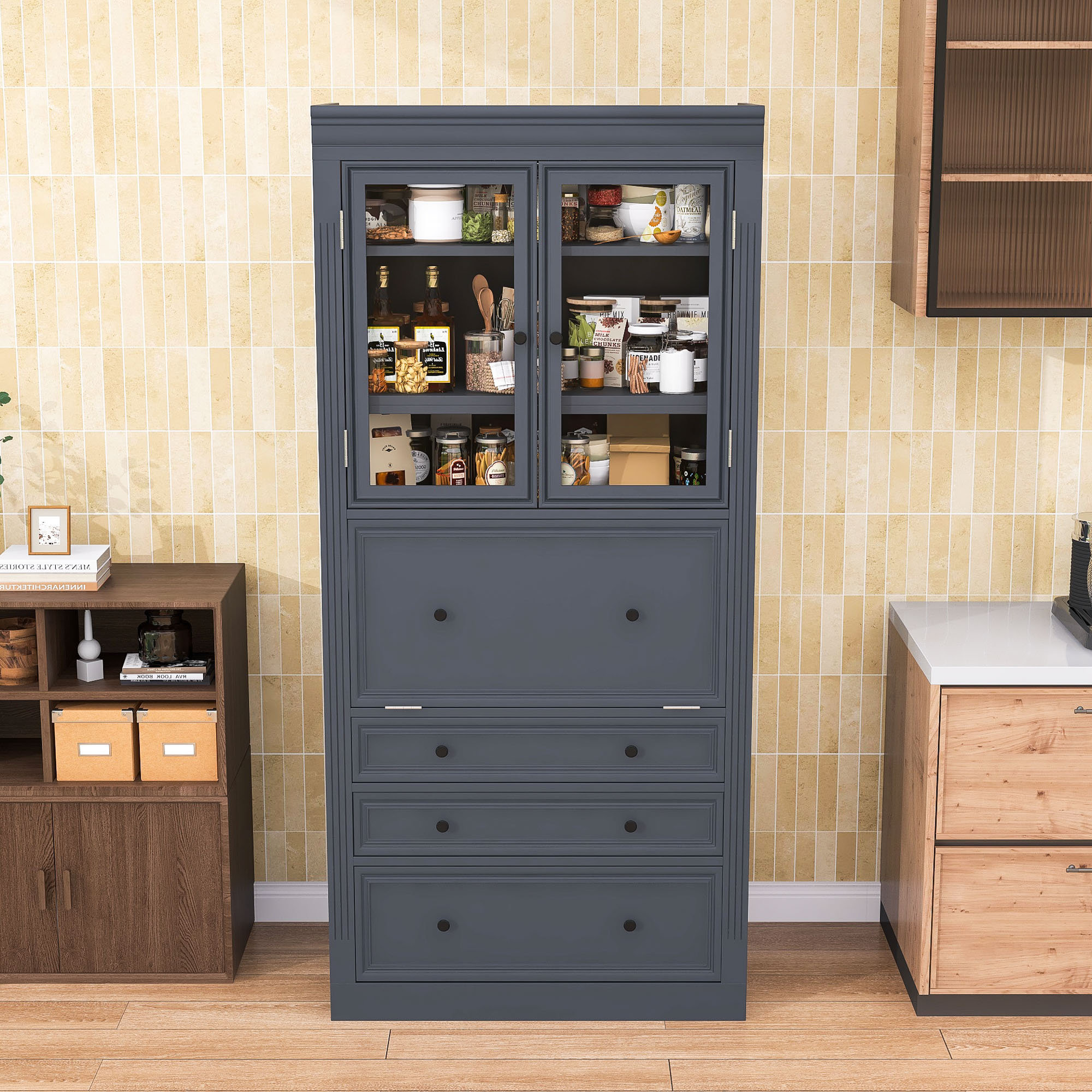 Lark Manor™ Kitchen Pantry Storage Cabinet with Power Outlet ...