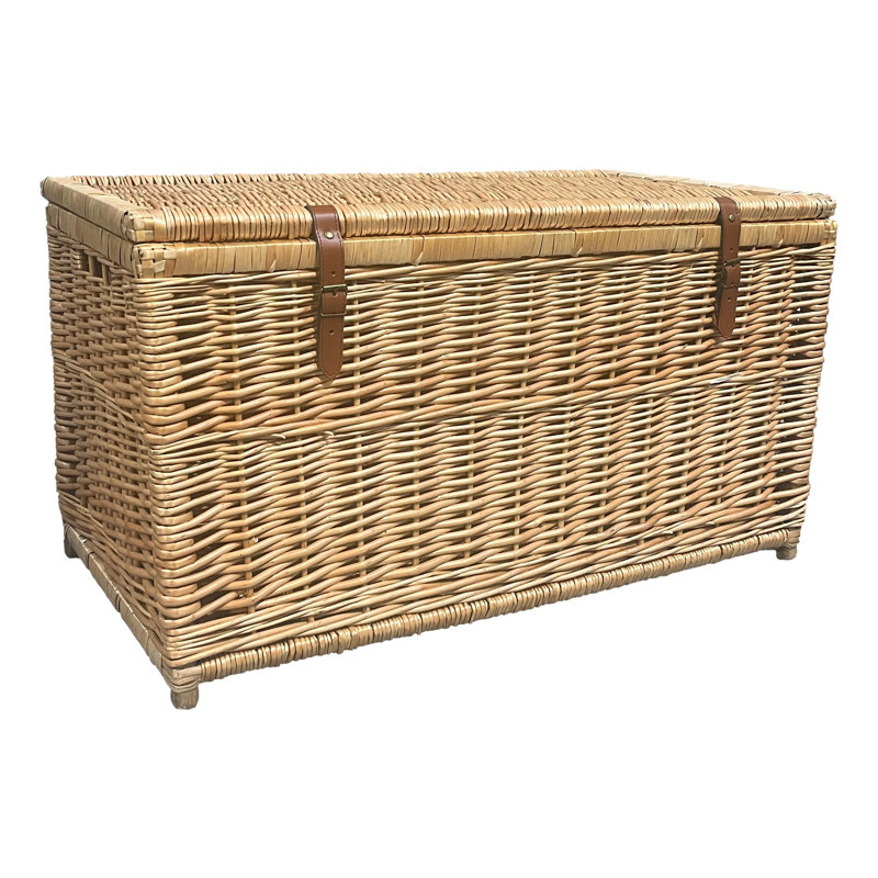 Arthur Cameron Extra Large Natural Wicker Storage Trunk Basket with ...