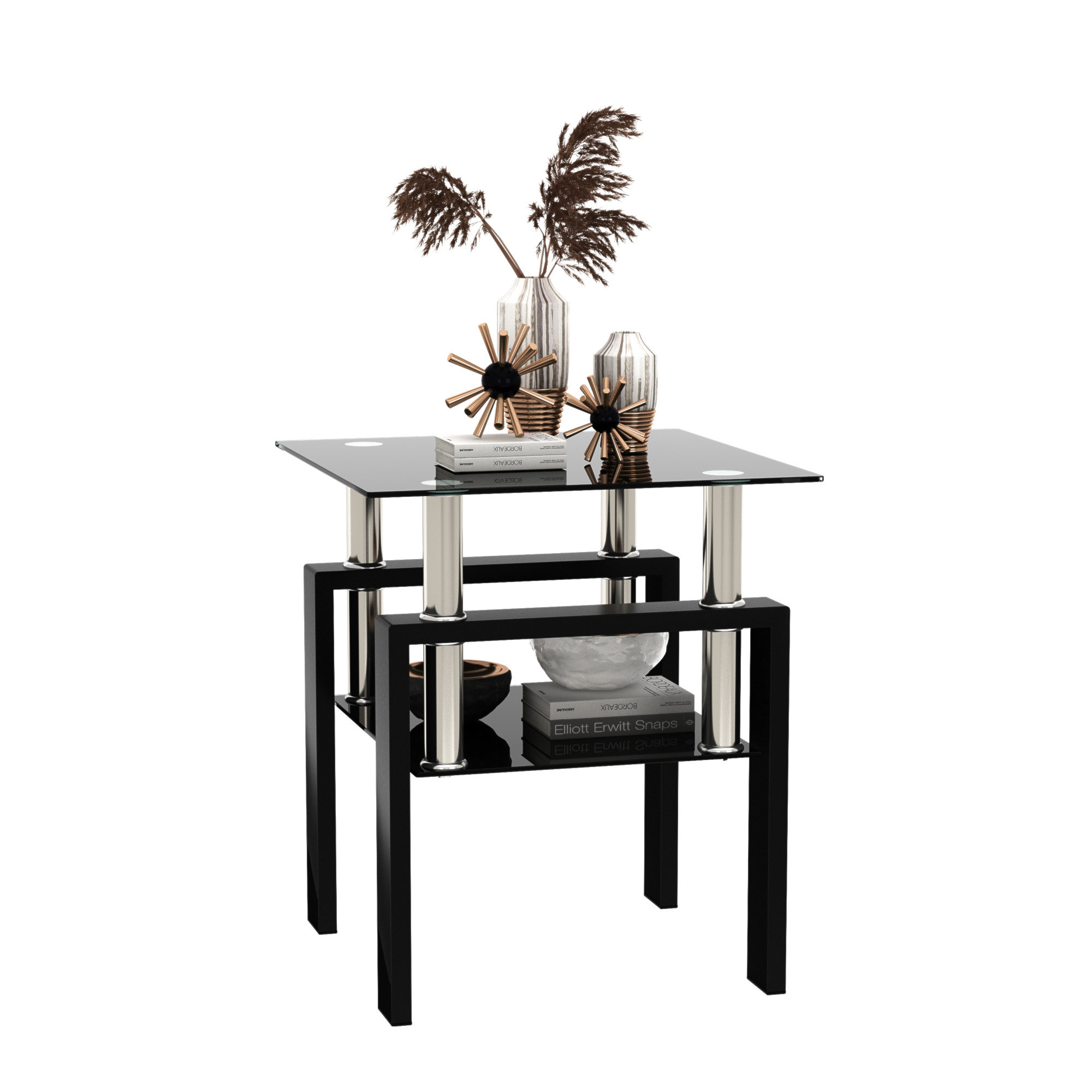 Wrought Studio™ Tempered Glass Tea Table Coffee Table End Table, Square ...