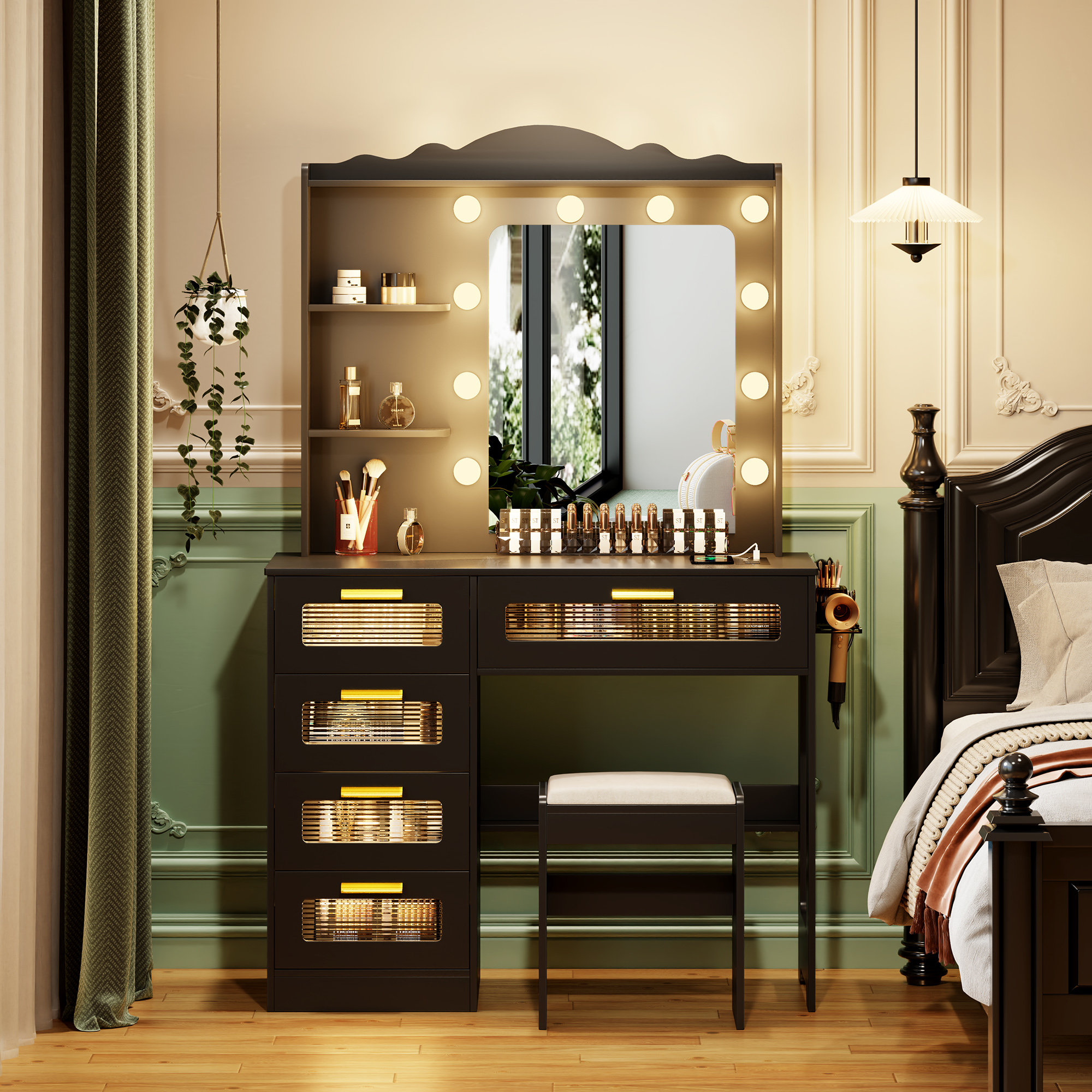 Latitude Run® Ravan Makeup Vanity with 3 Lighting Colours & Reviews ...