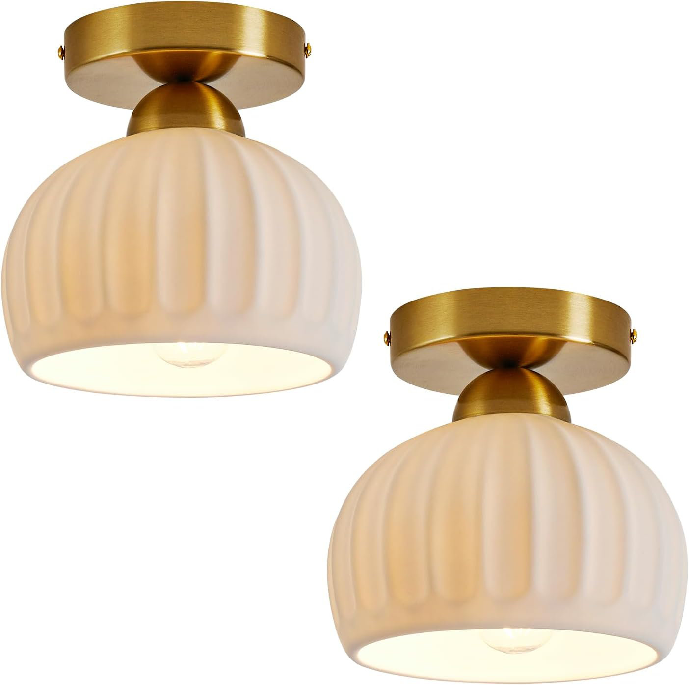 MABOSY 2-Pack Semi Flush Mount Ceiling Light Ceramic Hallway Light ...