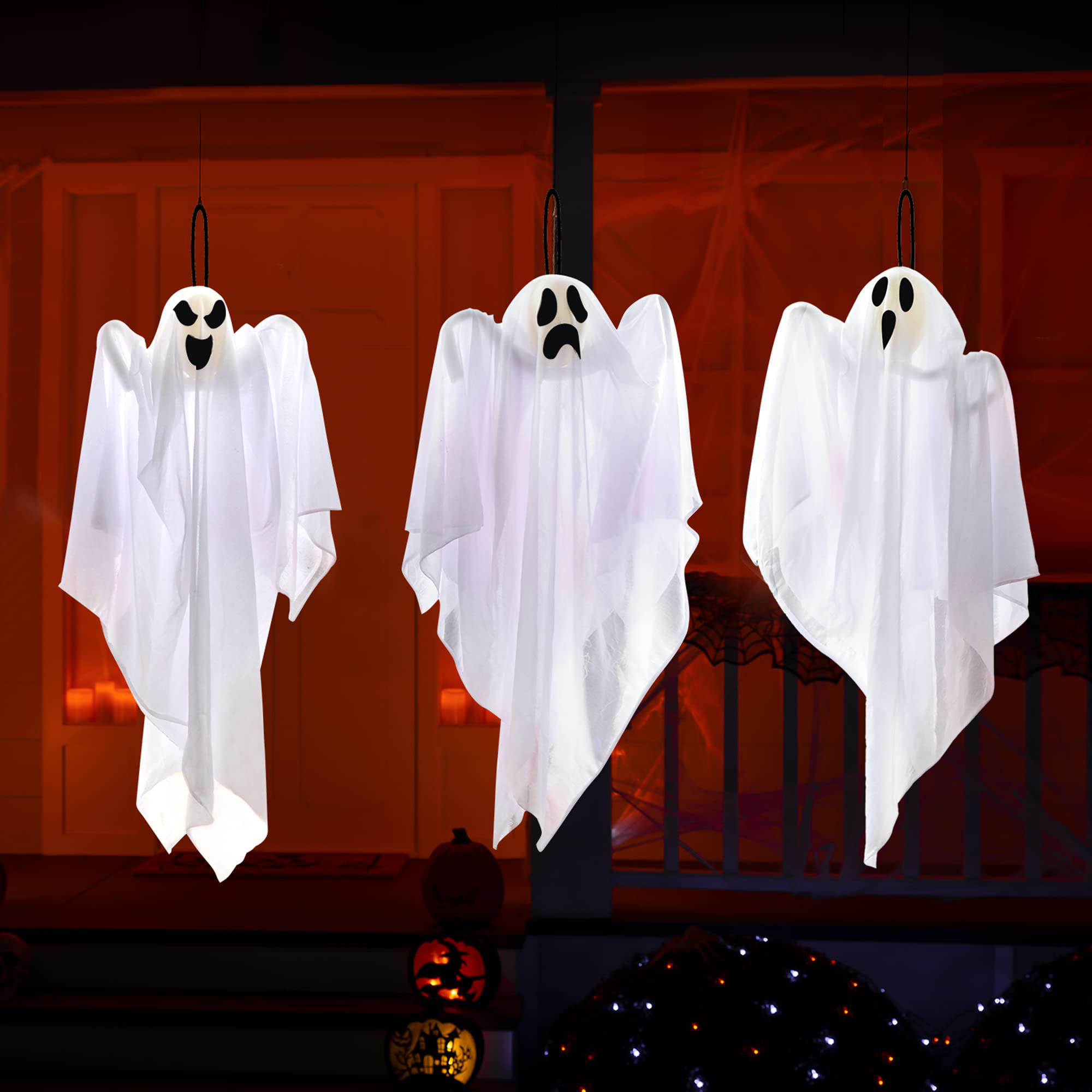 The Holiday Aisle® 3x27.5" Halloween Hanging Ghosts Decor | Wayfair