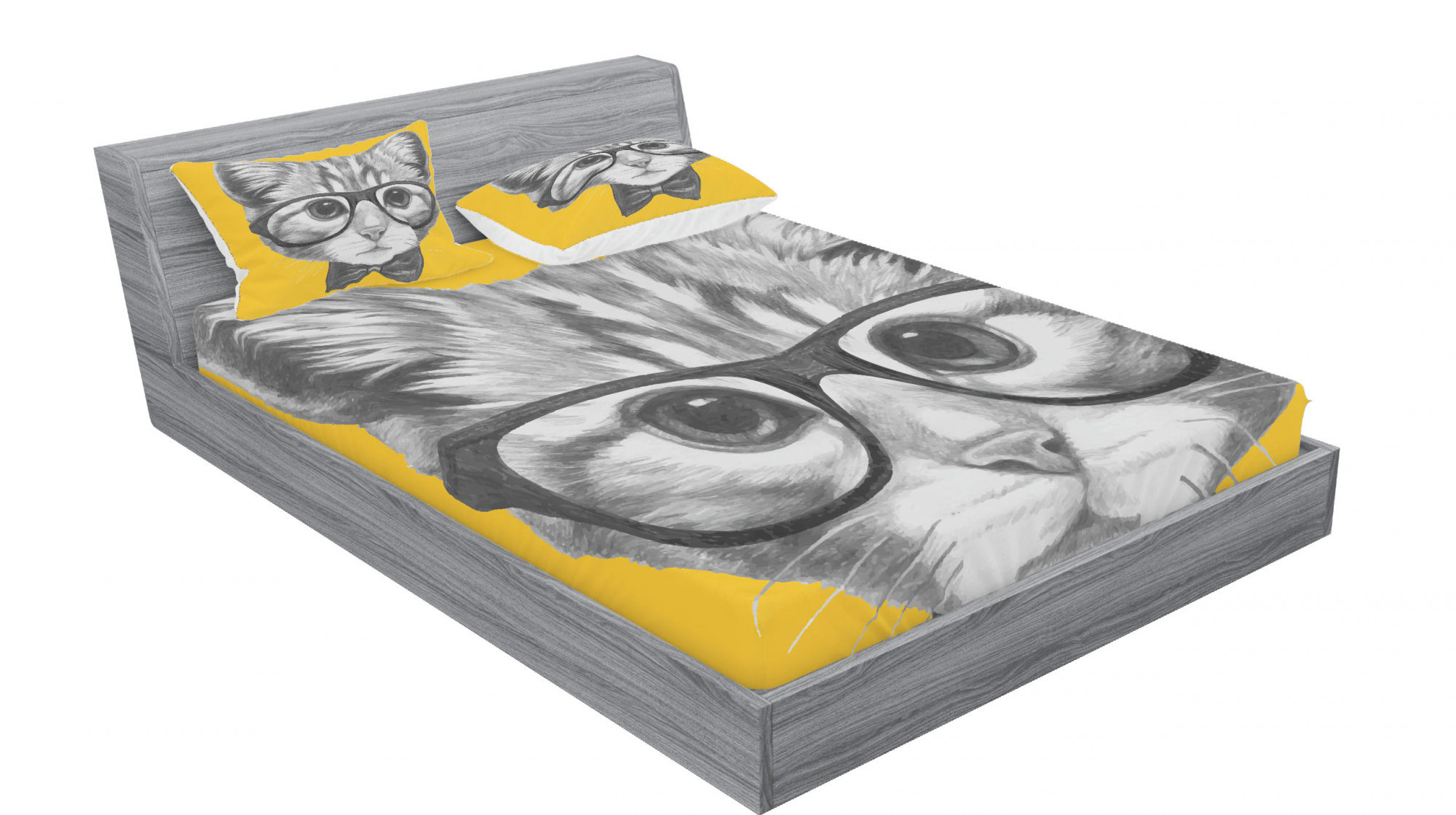 Ambesonne Animal Sketchy Hand Drawn Baby Hipster Cat Kitten with ...