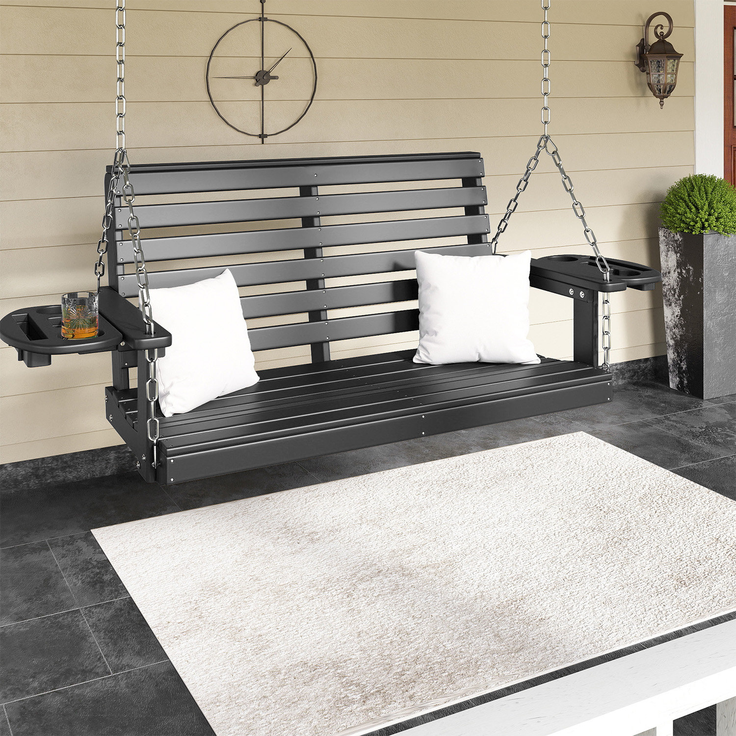 Lark Manor™ HDPE Porch Swing For Courtyard & Garden Swing Chair Bench ...