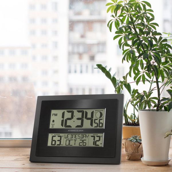 Ebern Designs Danaisa Atomic Digital Clock with Outdoor Temperature and ...