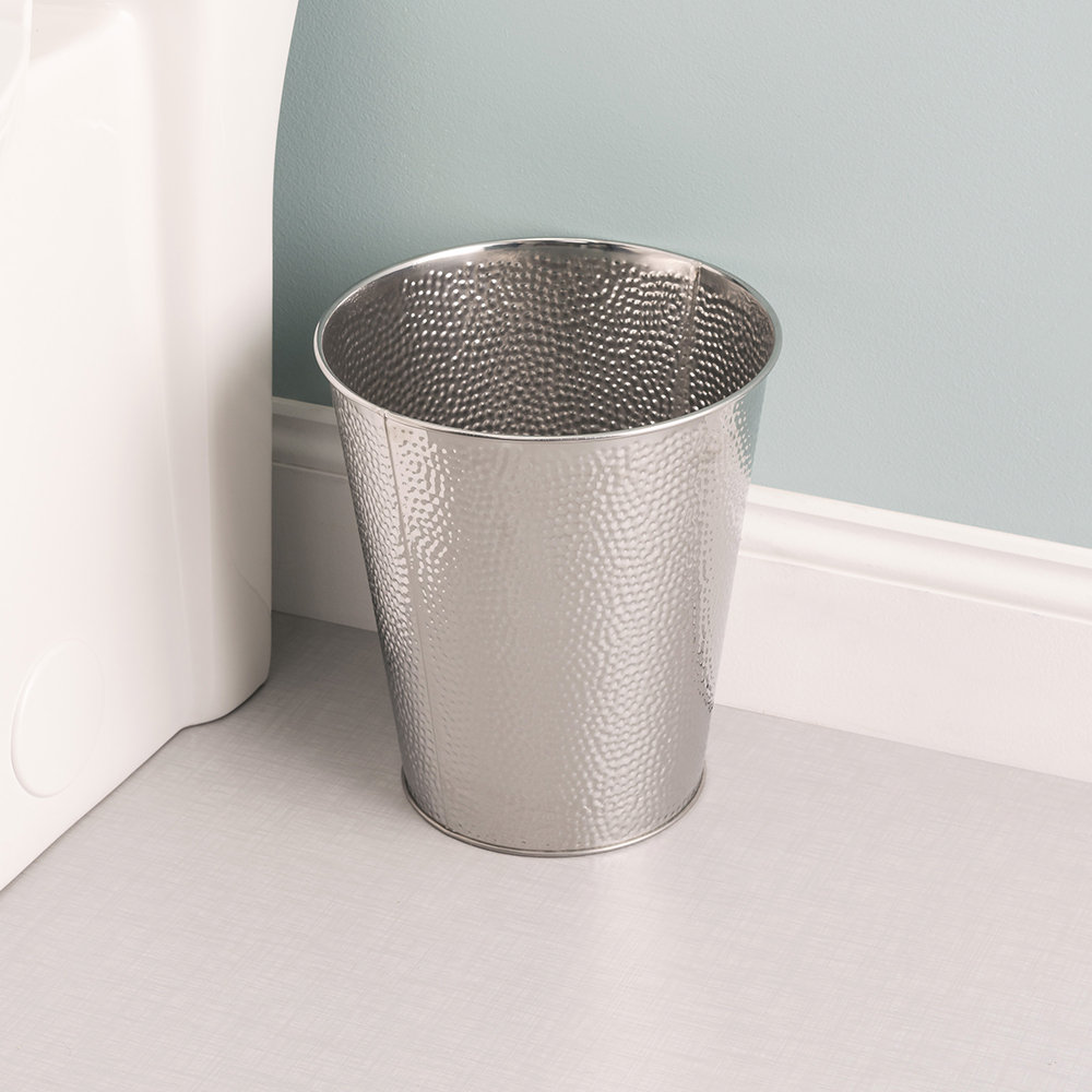 Dakota Fields Anevaeh Hammered Stainless Steel 1.32 Gallon Waste Basket ...