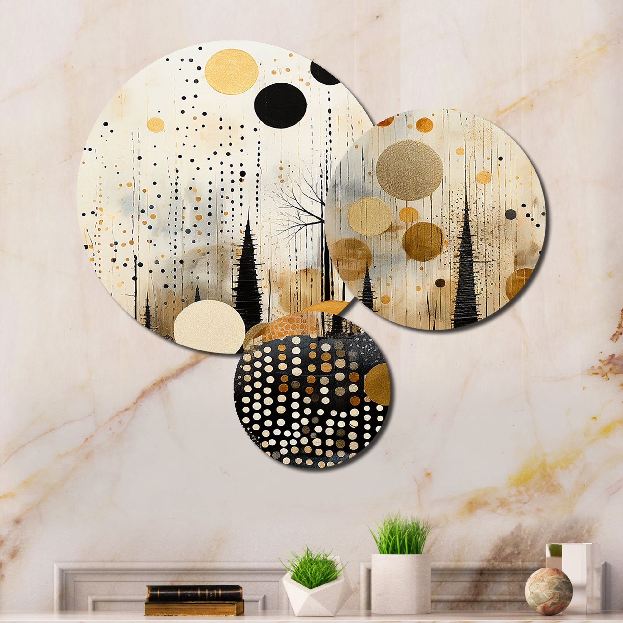 Ivy Bronx Monochrome Medley I - Abstract Collages Metal Art Living Room ...